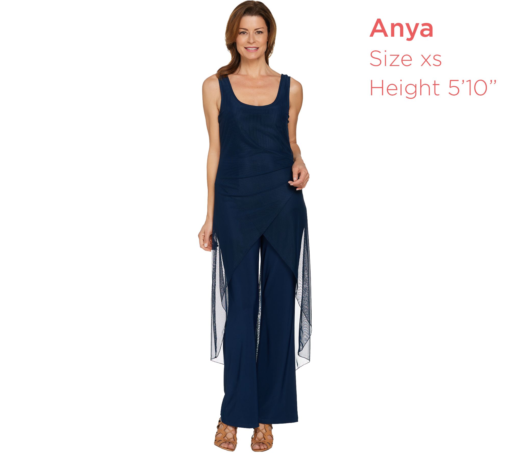 Attitudes by Renee Regular Jumpsuit with Mesh Overlay - QVC.com