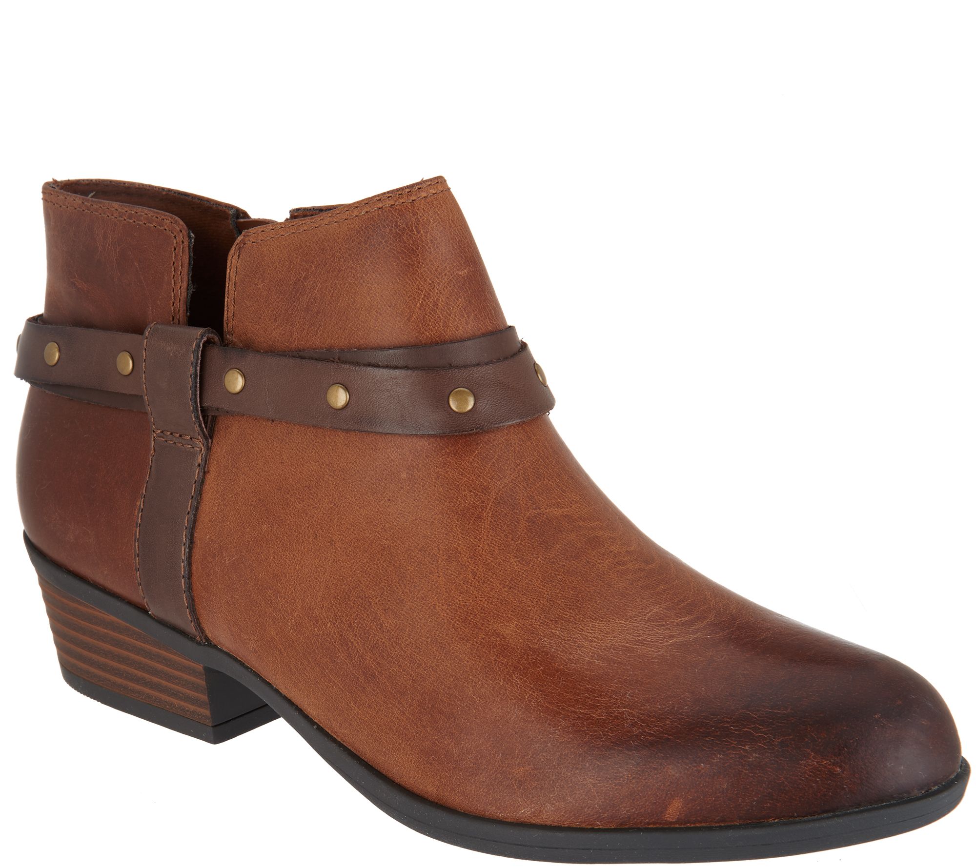 "As Is" Clarks Leather Side Zip Boots - Addiy Zoie - QVC.com