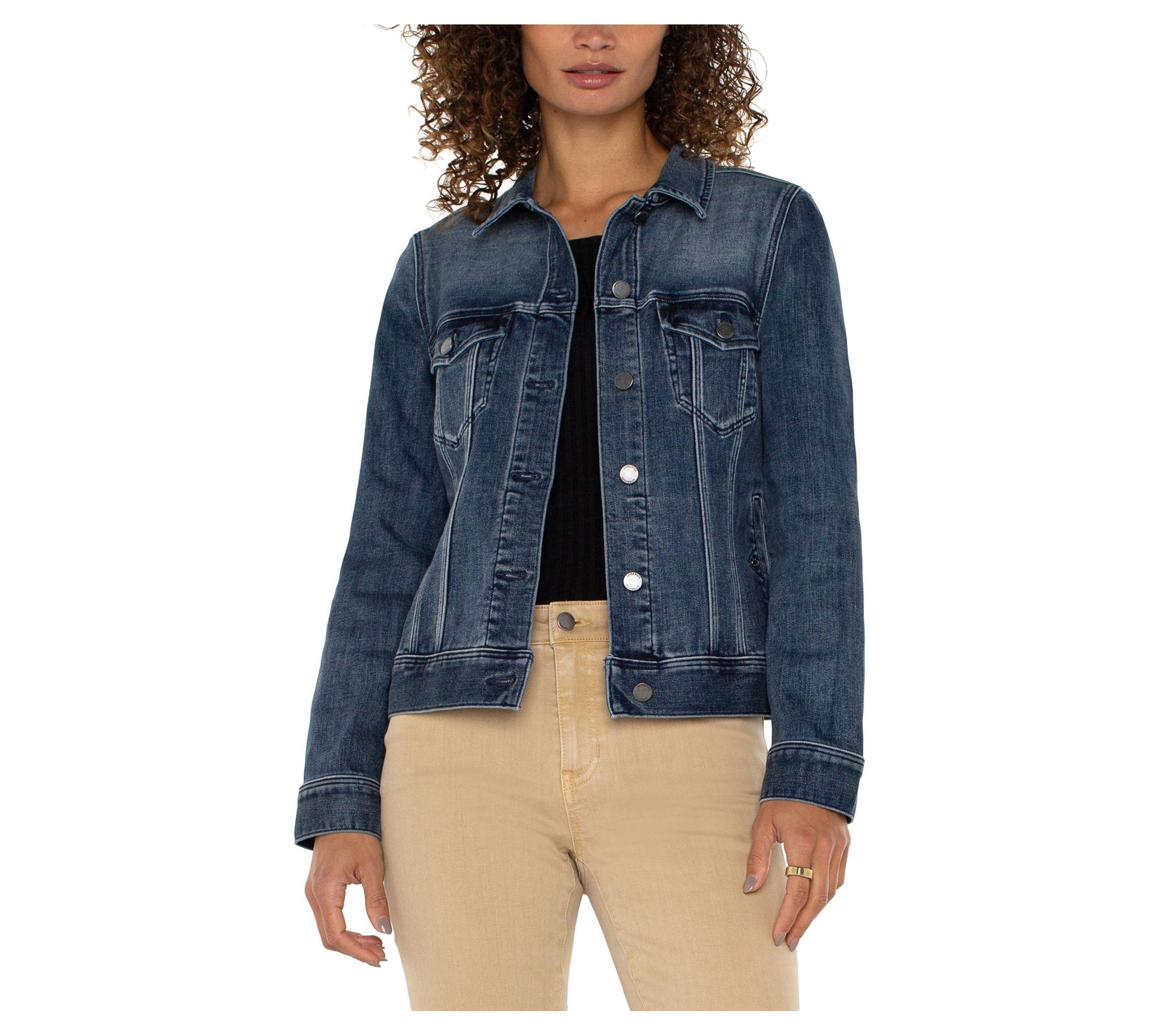 Liverpool Los Angeles Classic Stretch Denim Jacket - QVC.com