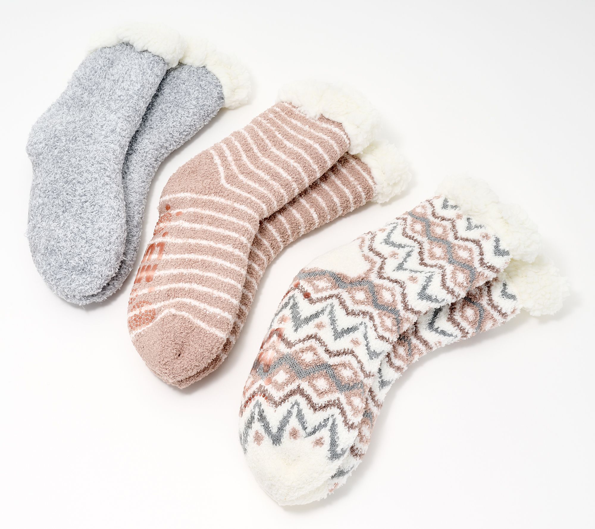 MUK LUKS Set of 3 Aloe Infused Cozy Tall Cabin Socks - QVC.com