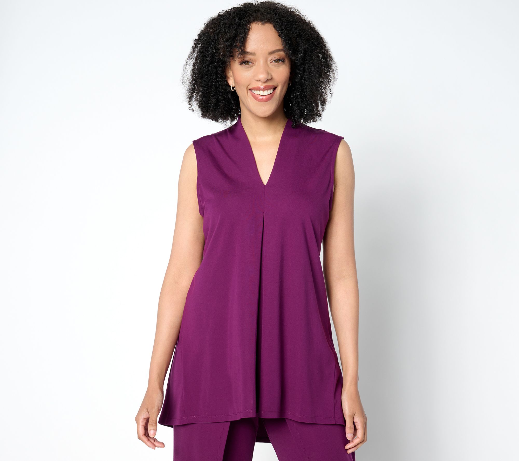 "As Is" Women with Control Petite Silky Knit Pleat Tunic - QVC.com