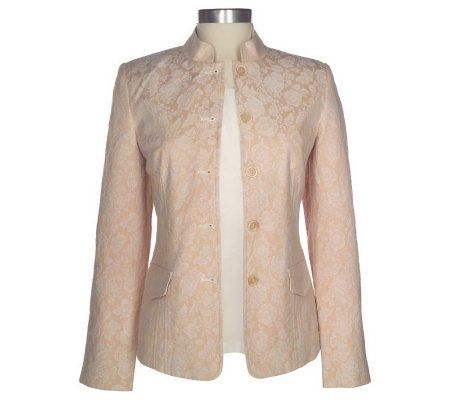 Dialogue Floral Jacquard Jacket and Stretch 3/4 Sleeve Top - QVC.com