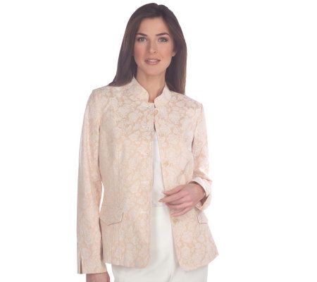 Dialogue Floral Jacquard Jacket and Stretch 3/4 Sleeve Top - QVC.com
