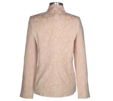 Dialogue Floral Jacquard Jacket and Stretch 3/4 Sleeve Top - QVC.com