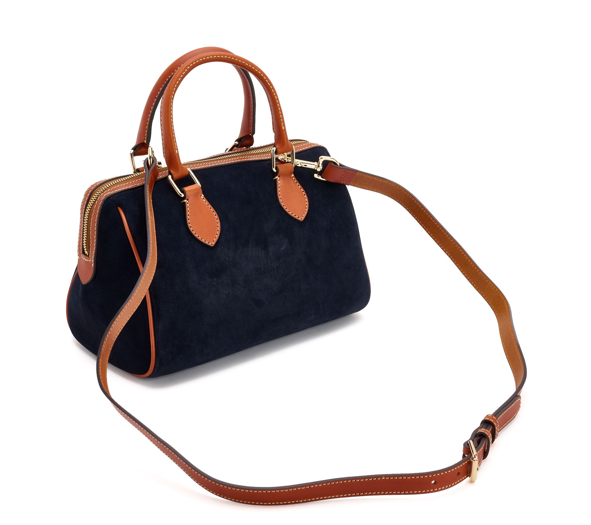 "As Is" Dooney & Bourke Suede Barrel Satchel with Crossbody Strap - QVC.com
