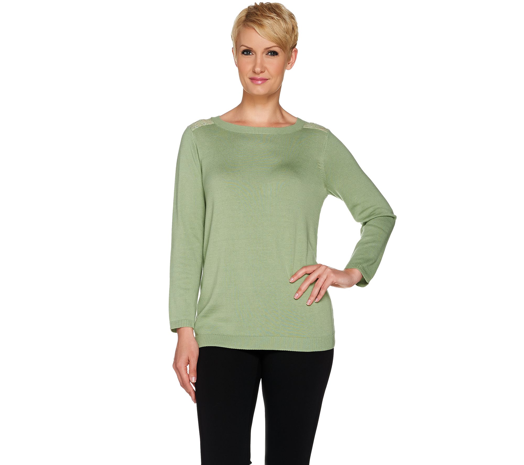 Linea by Louis Dell'Olio Sweater with Lace Back - QVC.com