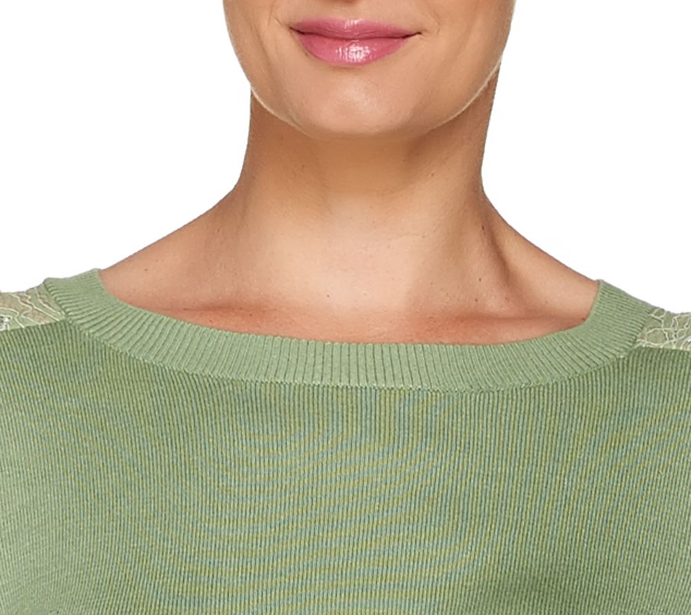 Linea by Louis Dell'Olio Sweater with Lace Back - QVC.com