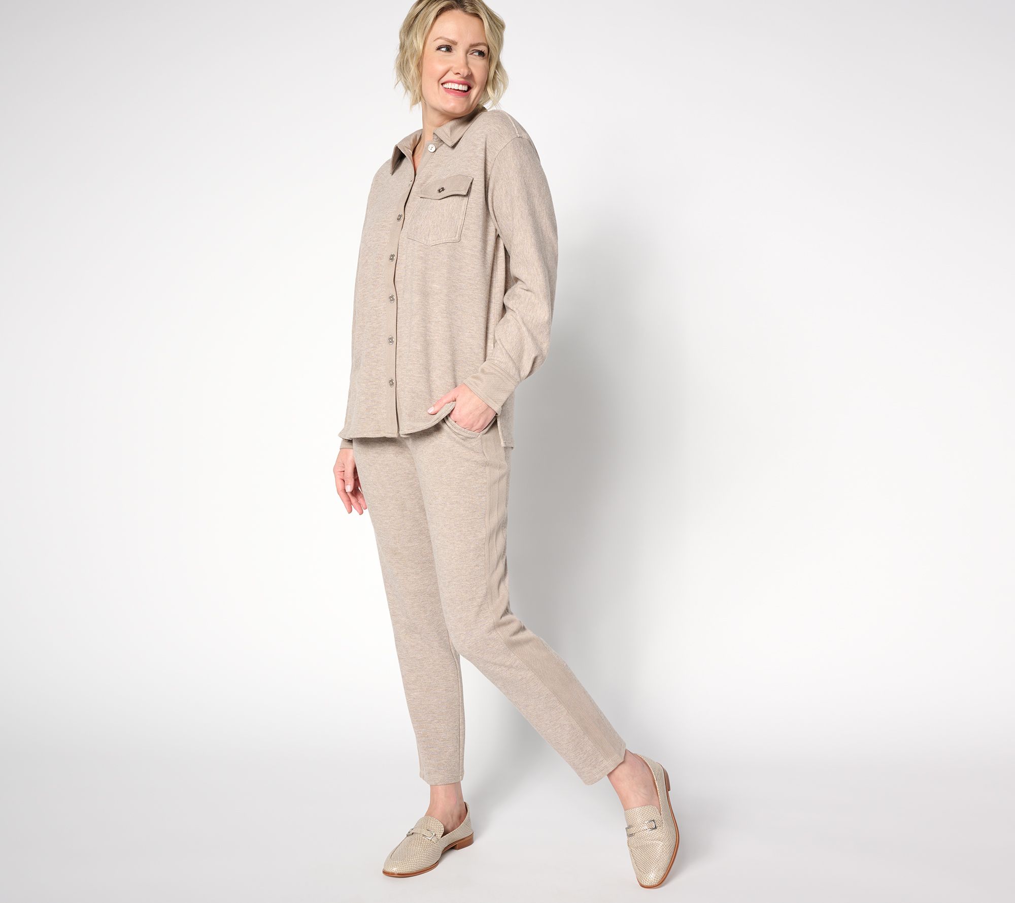 Isaac Mizrahi Live! Petite Soho Slim Knit Pants w/ Rib Side Panel - QVC.com