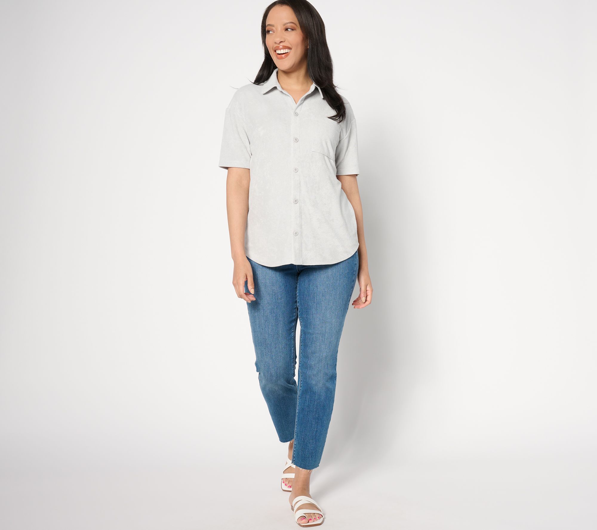 "As Is" Barefoot Dreams Malibu Collection Cozy Terry Top - QVC.com