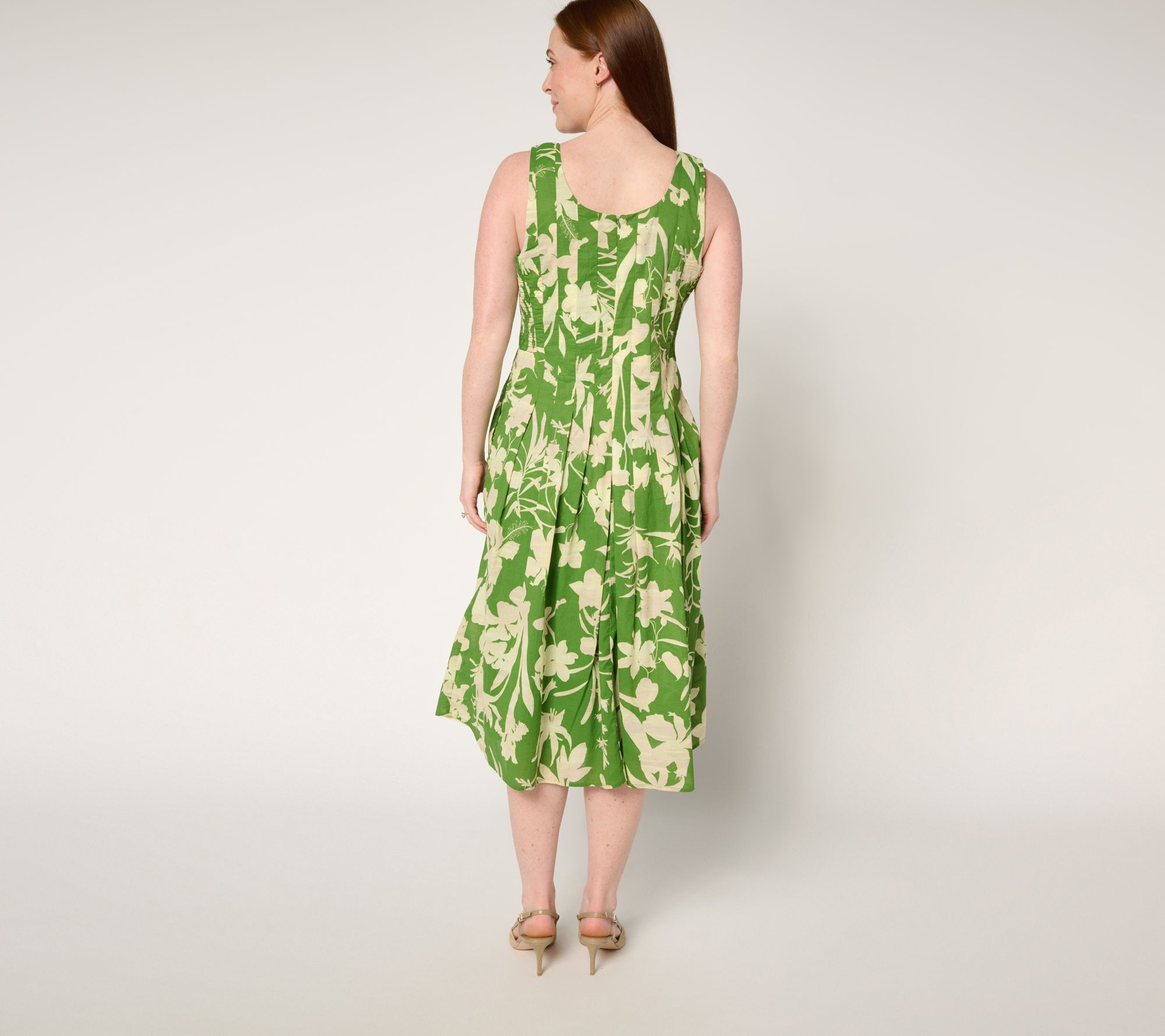 BEAUTIFUL by Lawrence Zarian The Amanda Cotton Printed Midi Dress - QVC.com