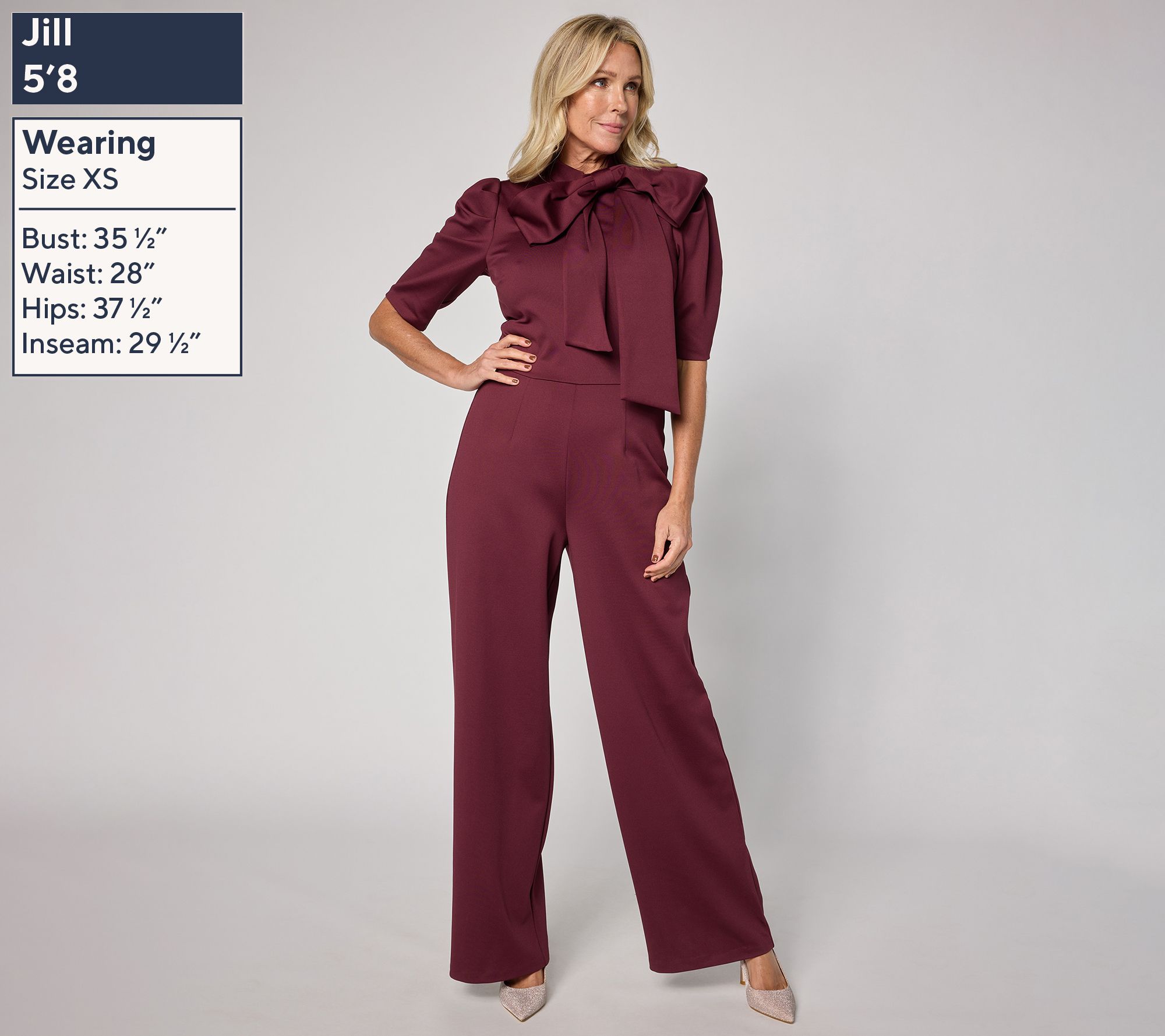 Studio Park x Sandra Bennett Ponte Bow Neck Jumpsuit - QVC.com