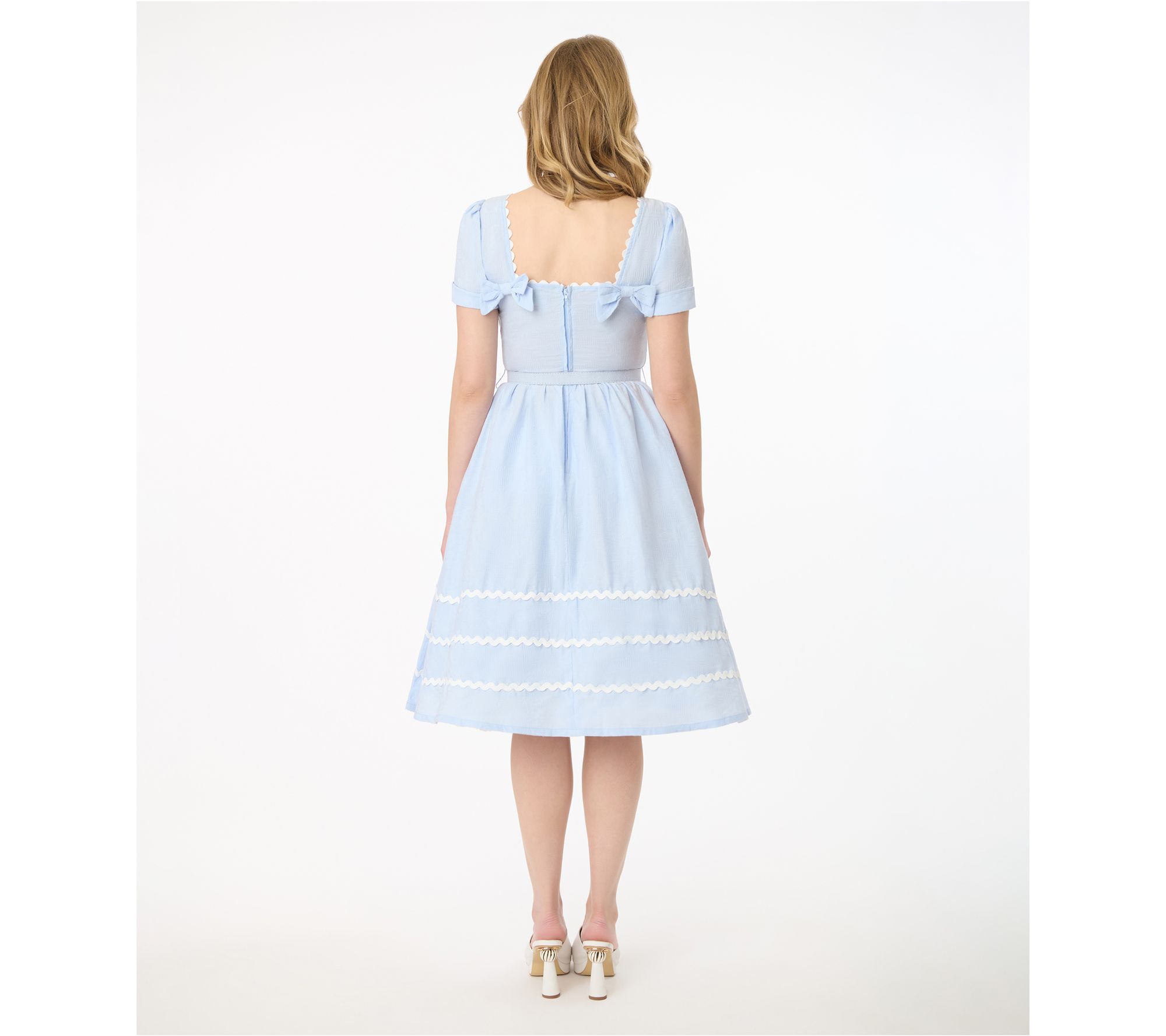 Unique Vintage 1950s Light Blue Cotton Swing Dress - QVC.com