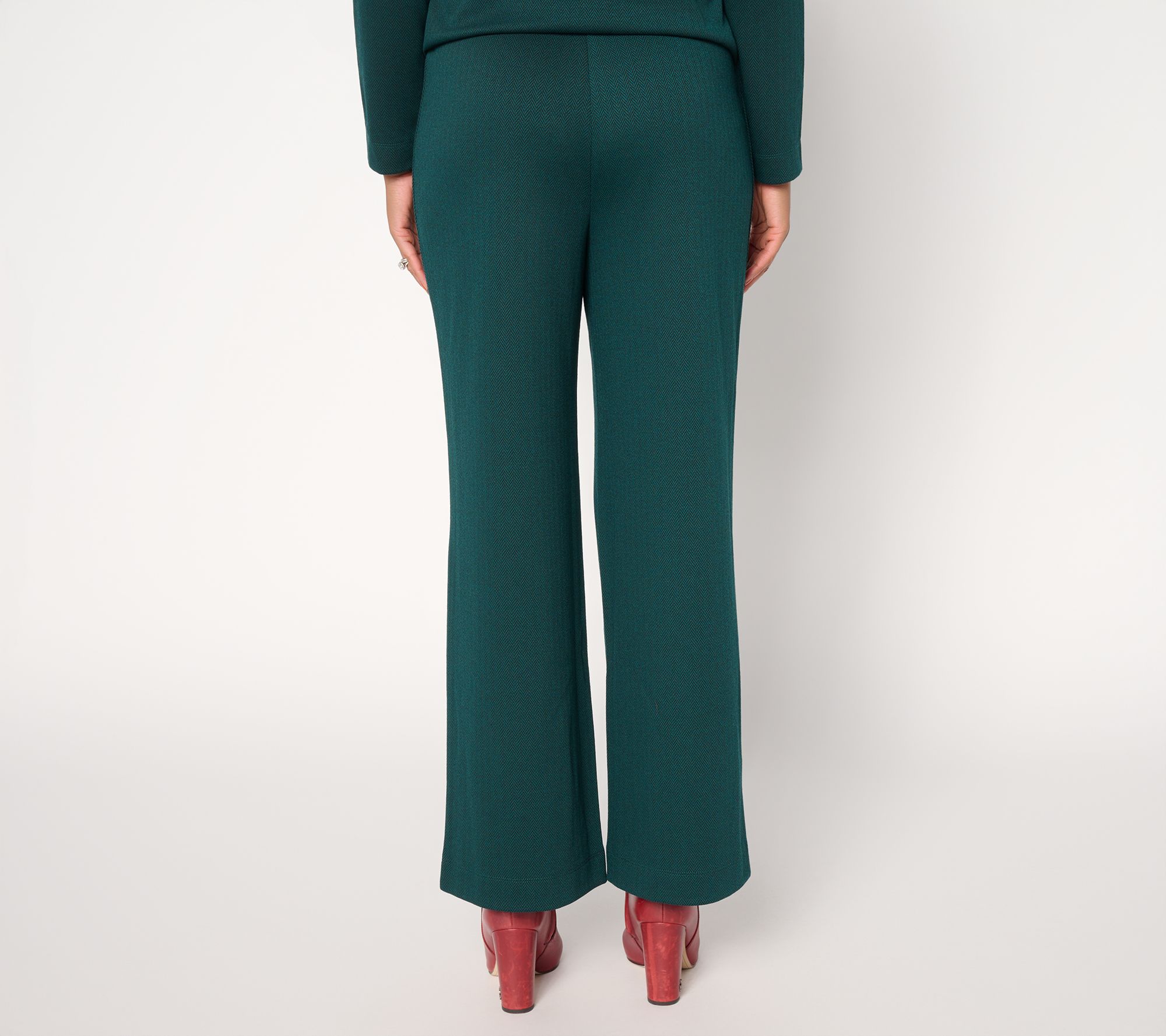 Joan Rivers Knit Herringbone Wide-Leg Pants - QVC.com