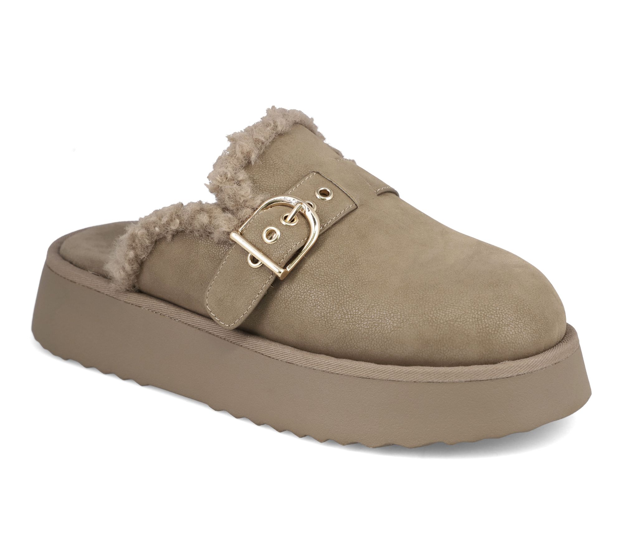 MIA Faux Shearling Mule Slippers - Sugary - QVC.com