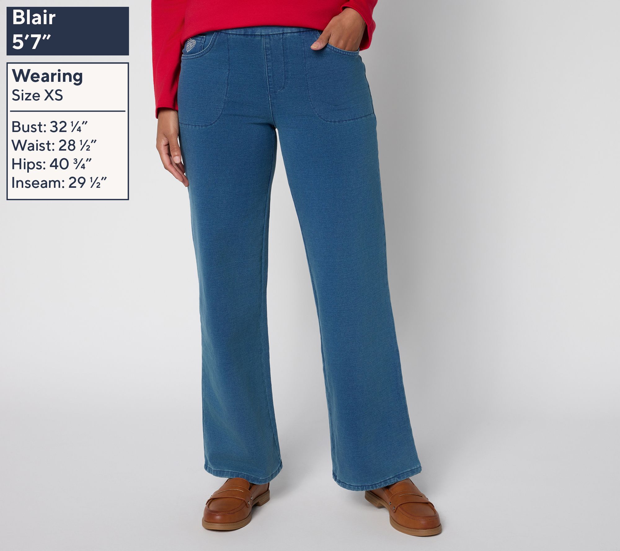 "As Is" Quacker Factory DreamJeannes Reg Wide Leg FullLength Pant - QVC.com