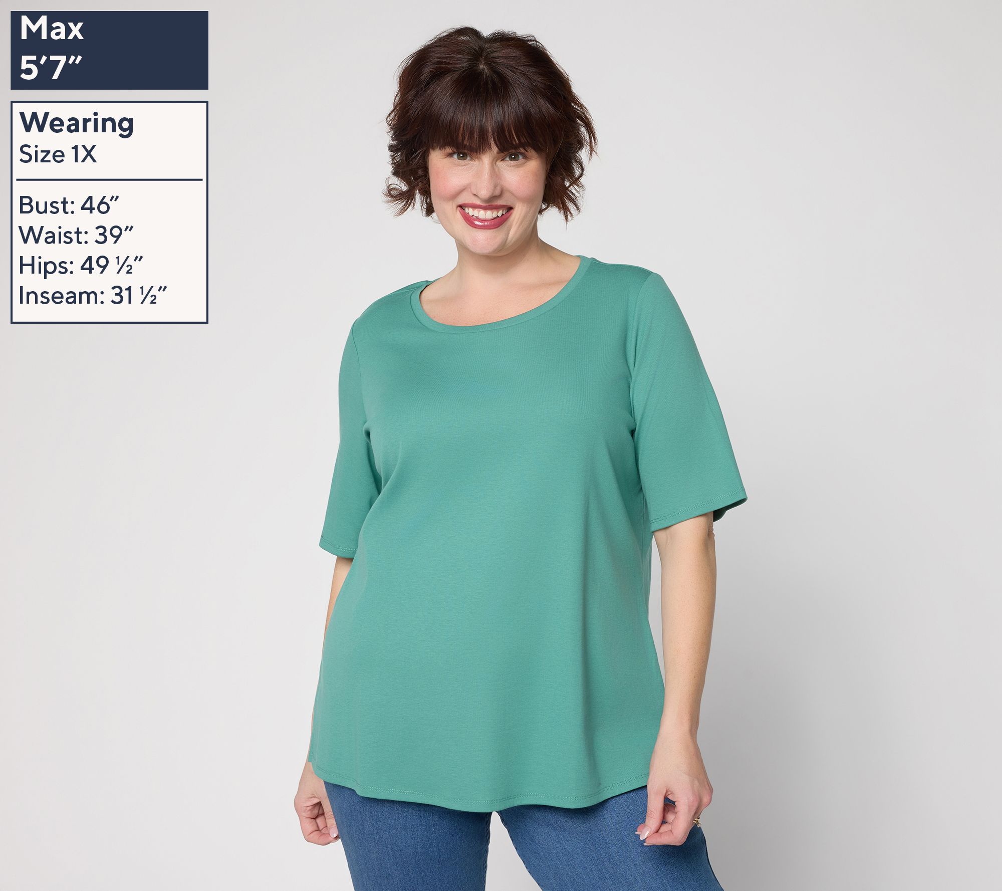 "As Is" Belle by Kim Gravel TripleLuxe Elbow Sleeve Top - QVC.com