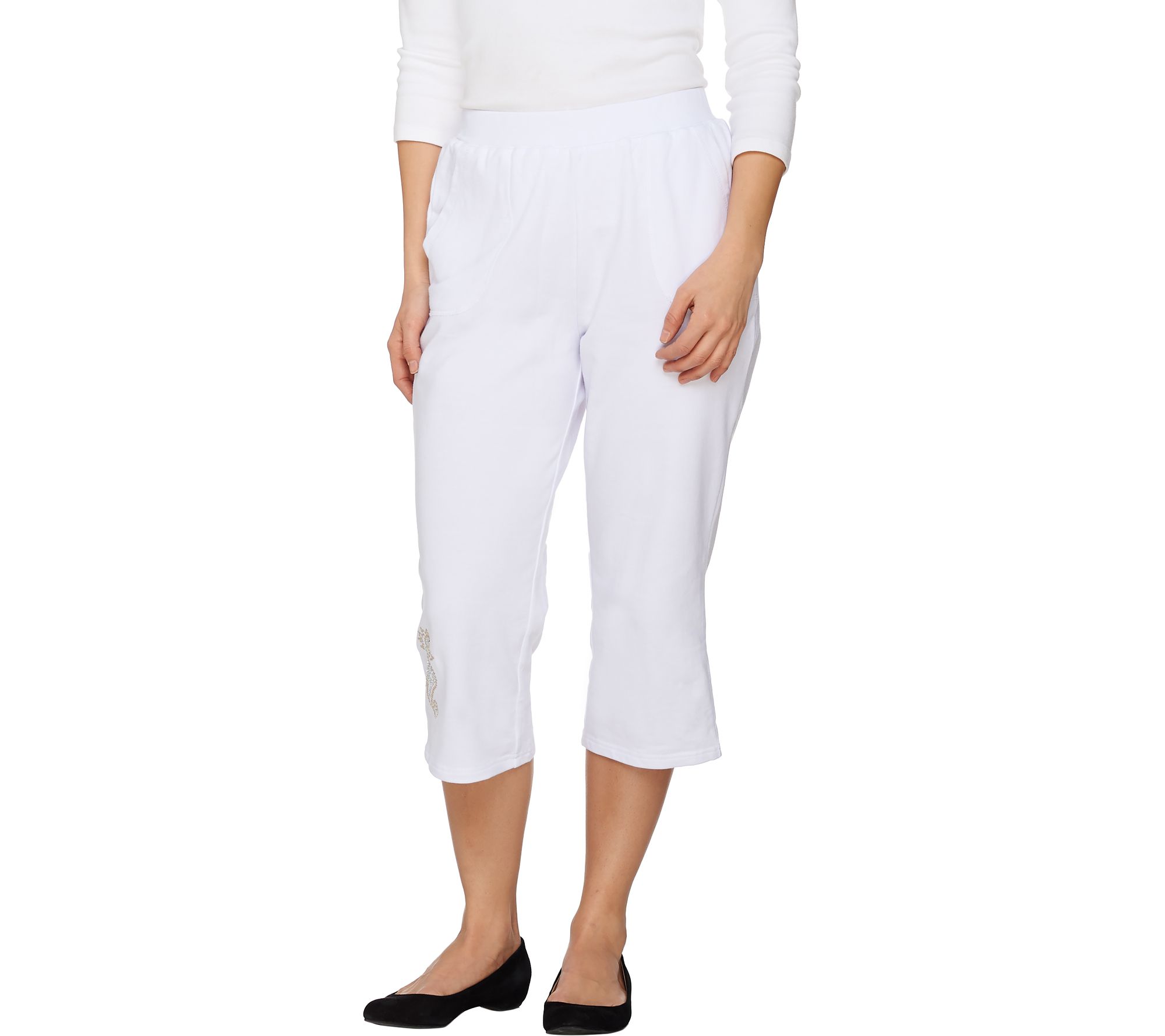 Quacker Factory Striped Zip Front Jacket and Capri Pants Set - QVC.com