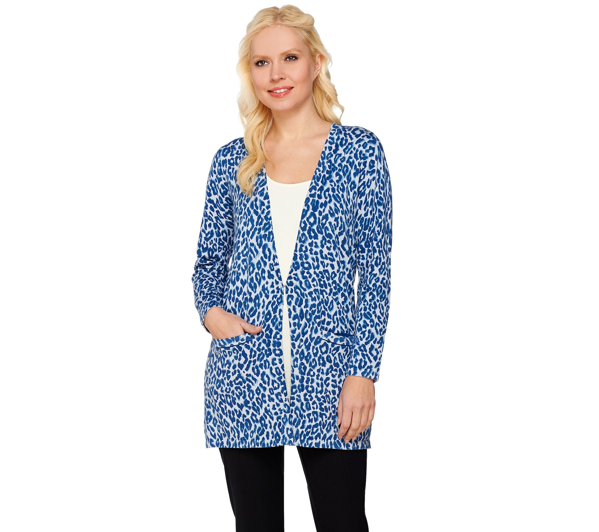 "As Is" Joan Rivers Animal Print Long Sl. Boyfriend Cardigan - QVC.com