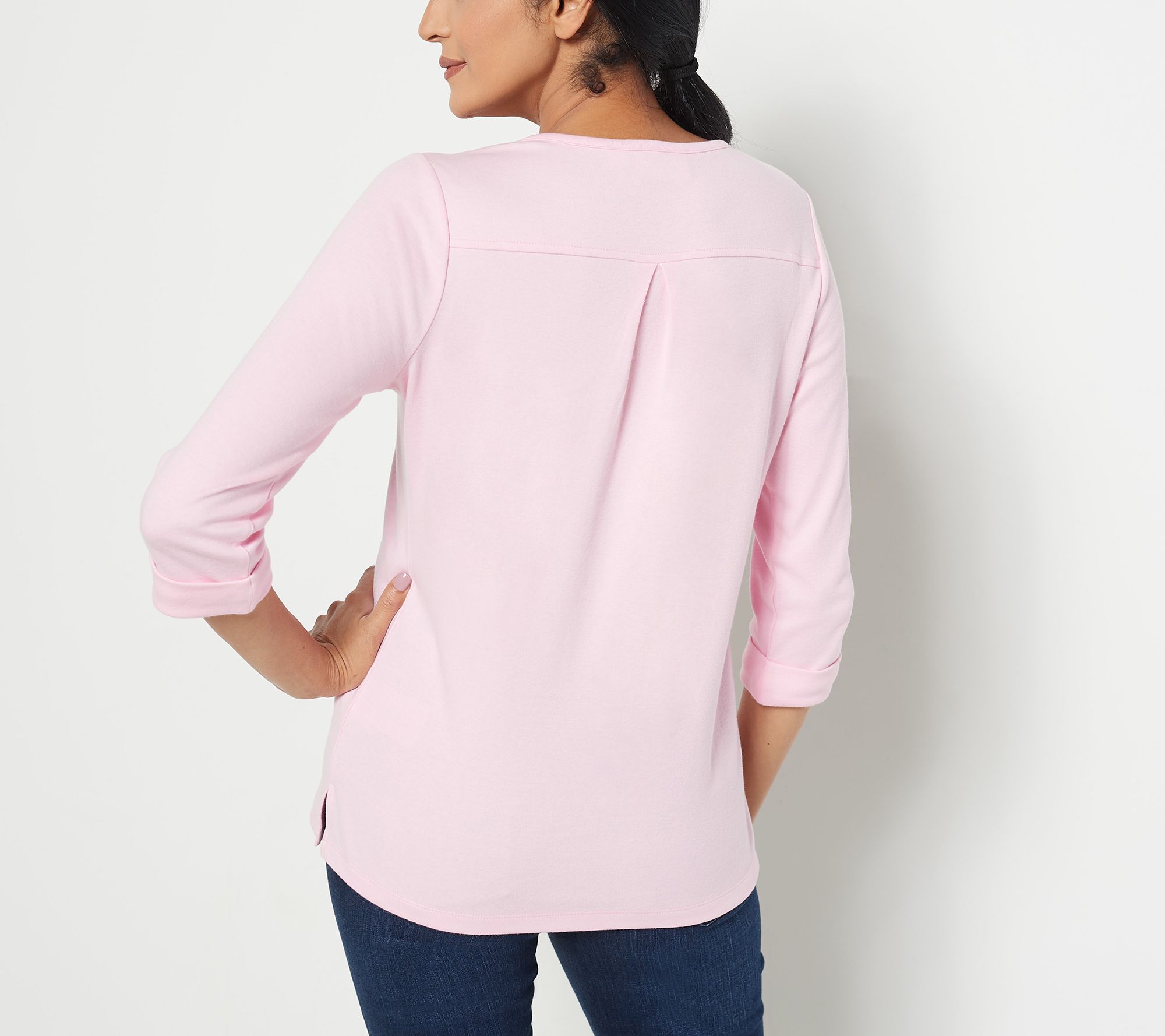 "As Is" Quacker Factory Embroidered Holiday 3/4 Sleeve Top - QVC.com