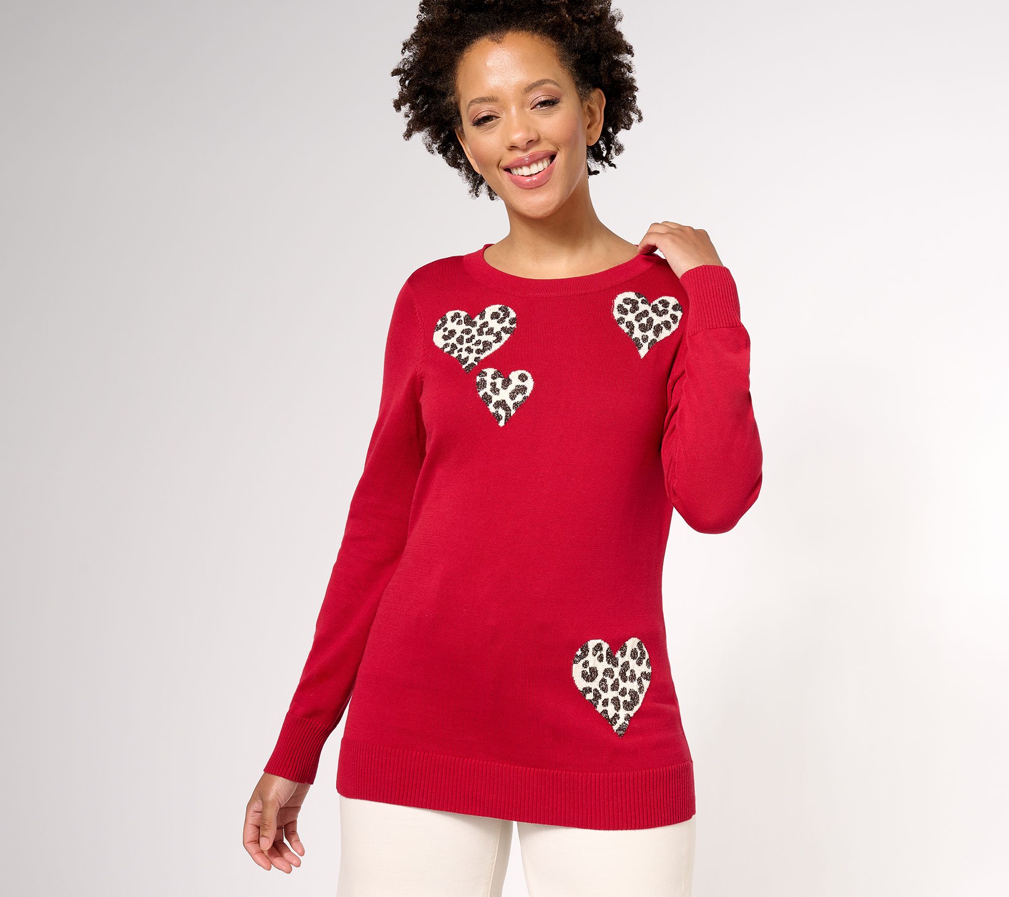 Quacker Factory Wildlife Intarsia Lurex Sweater - QVC.com