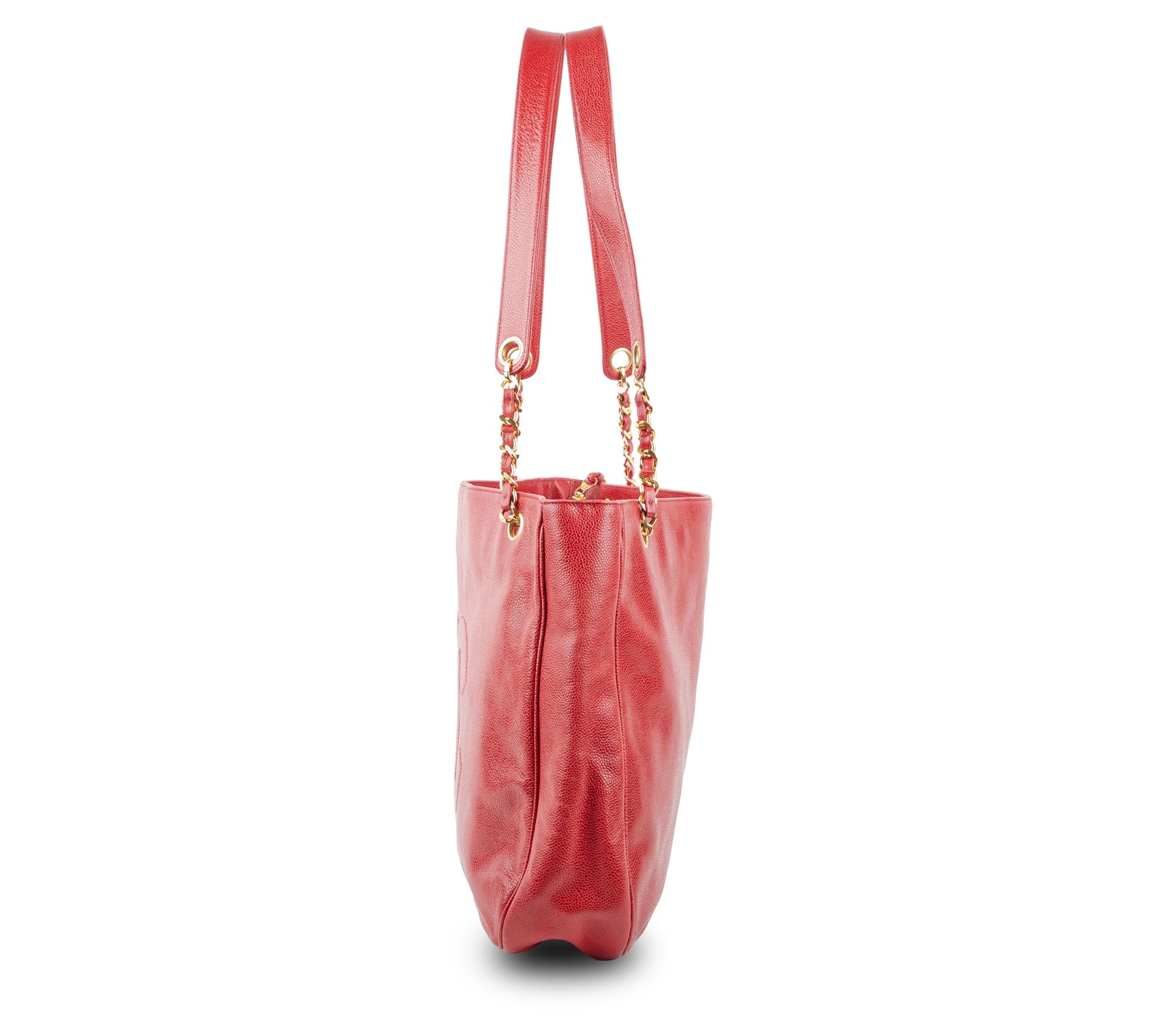 Pre-Owned Chanel Large CC Tote Bag Caviar Red - QVC.com