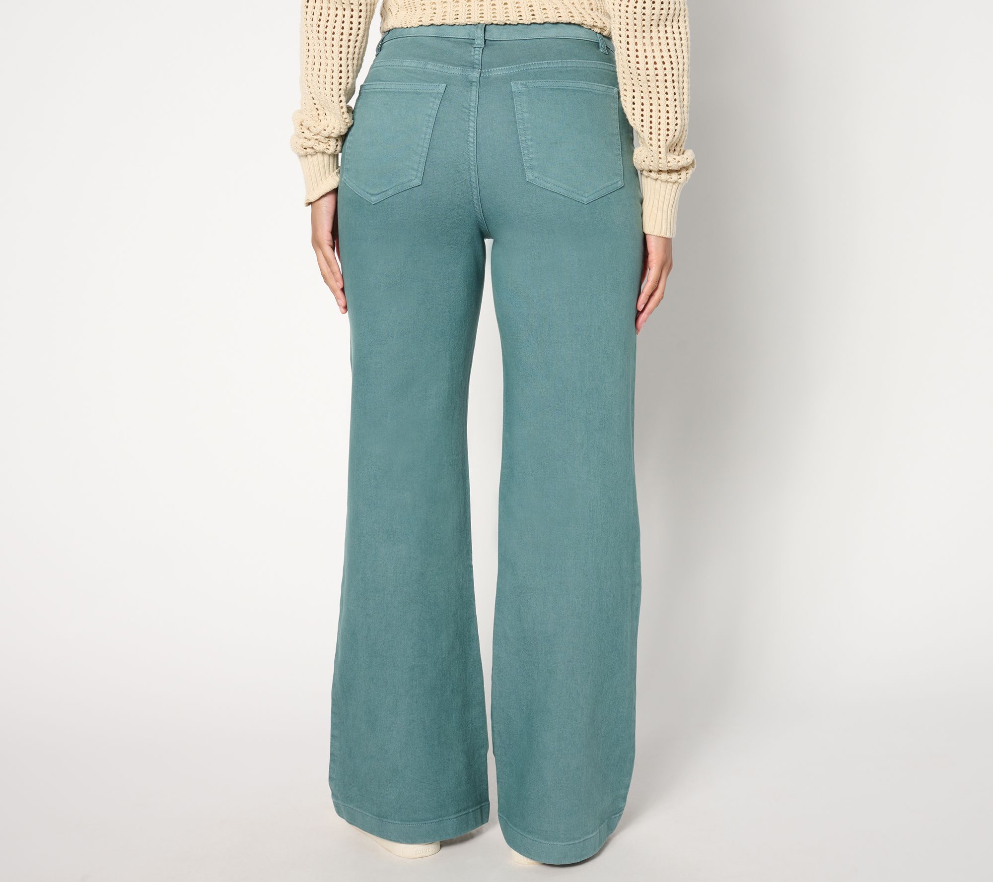 AnyBody Tall Washed Colored Denim Baby Flare Pants - QVC.com