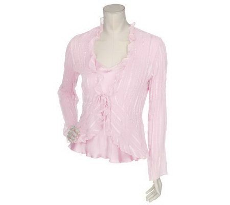 Dialogue Crinkle Tie Front Blouse and Charmeuse Tank - QVC.com