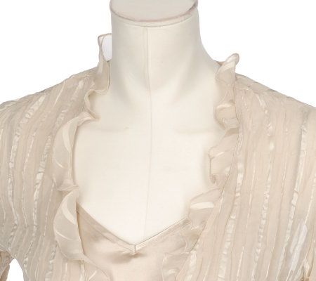 Dialogue Crinkle Tie Front Blouse and Charmeuse Tank - QVC.com
