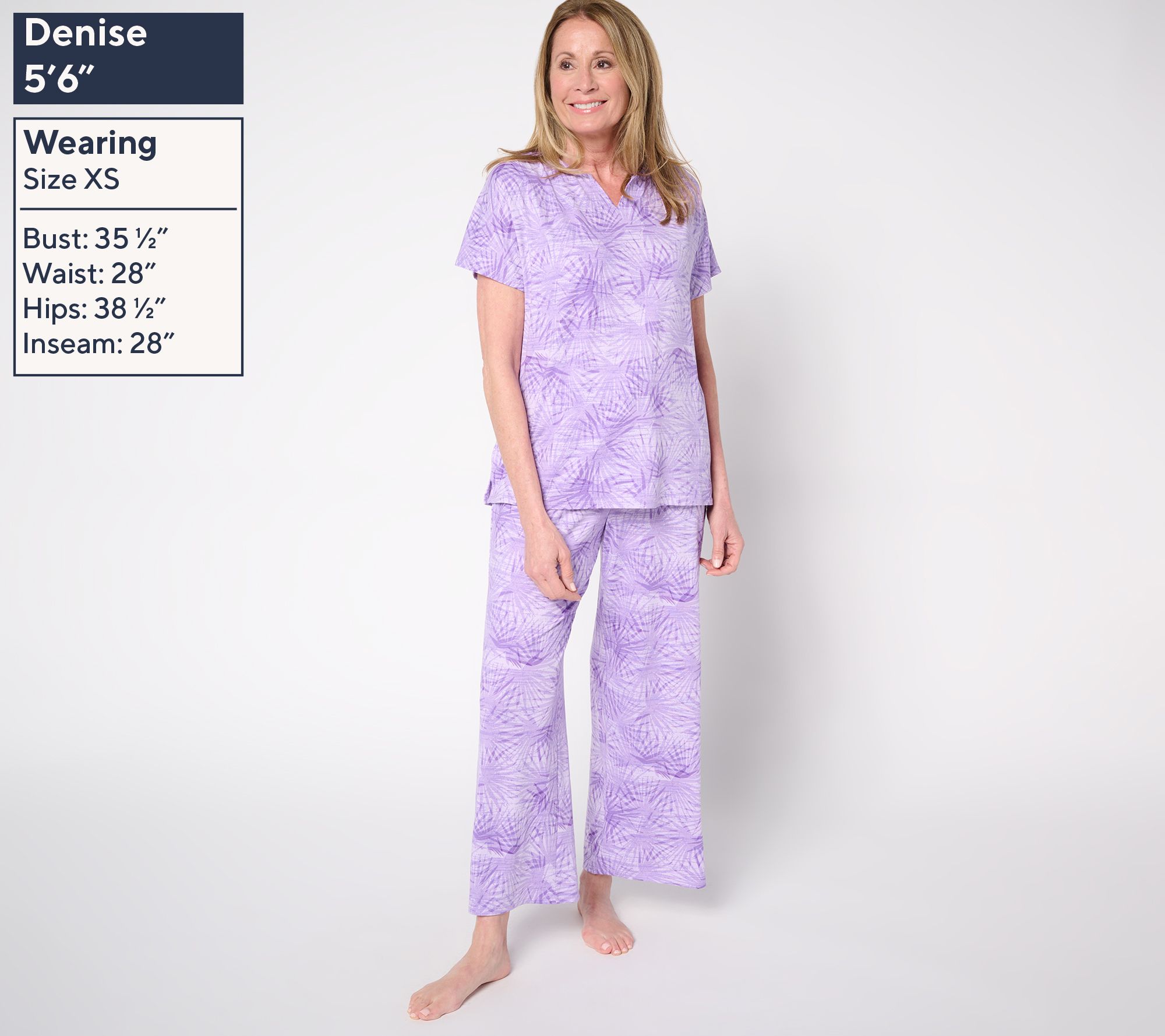 Stan Herman Palm Print Peached Jersey Lounge Set - QVC.com