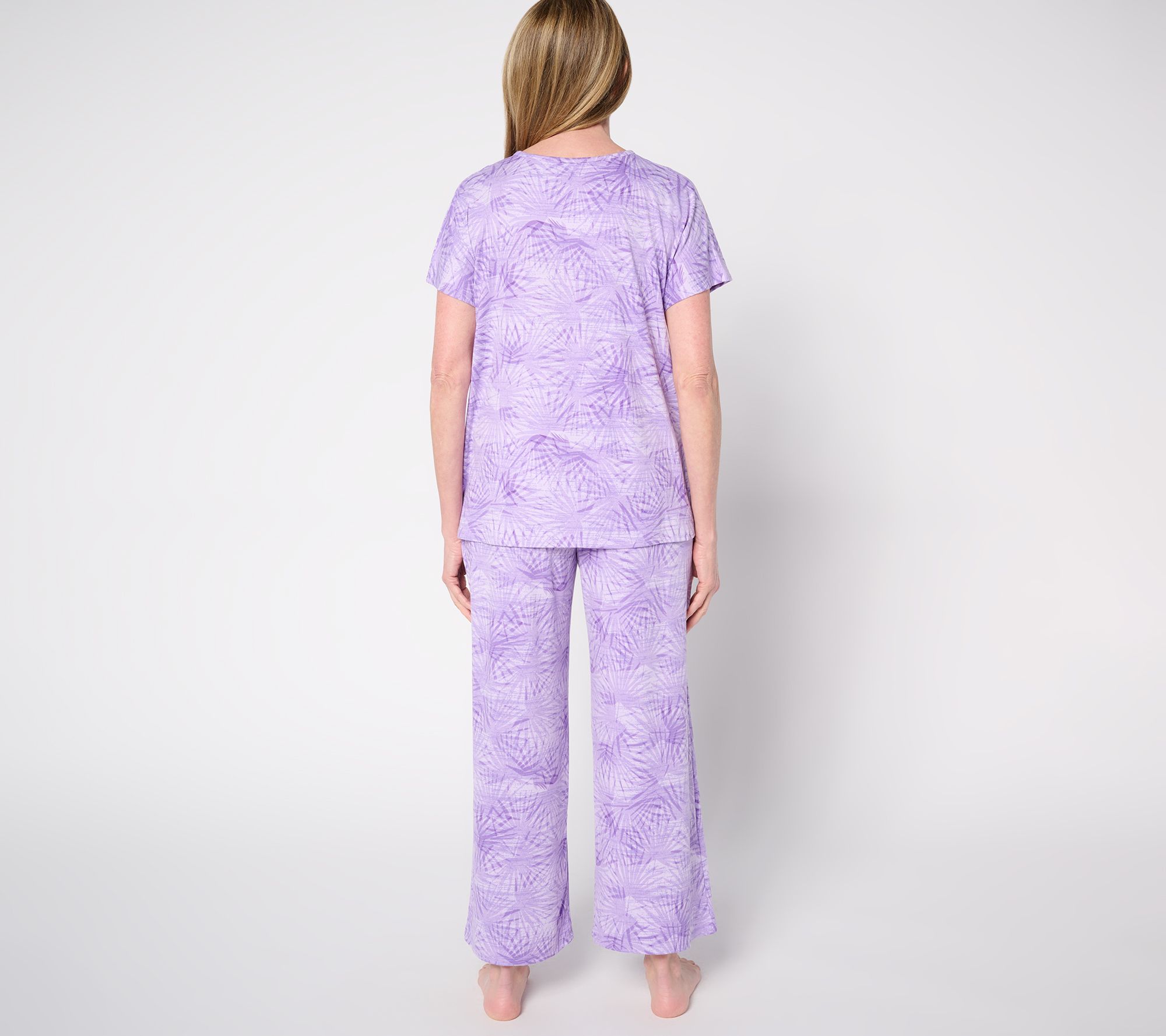 Stan Herman Palm Print Peached Jersey Lounge Set - QVC.com