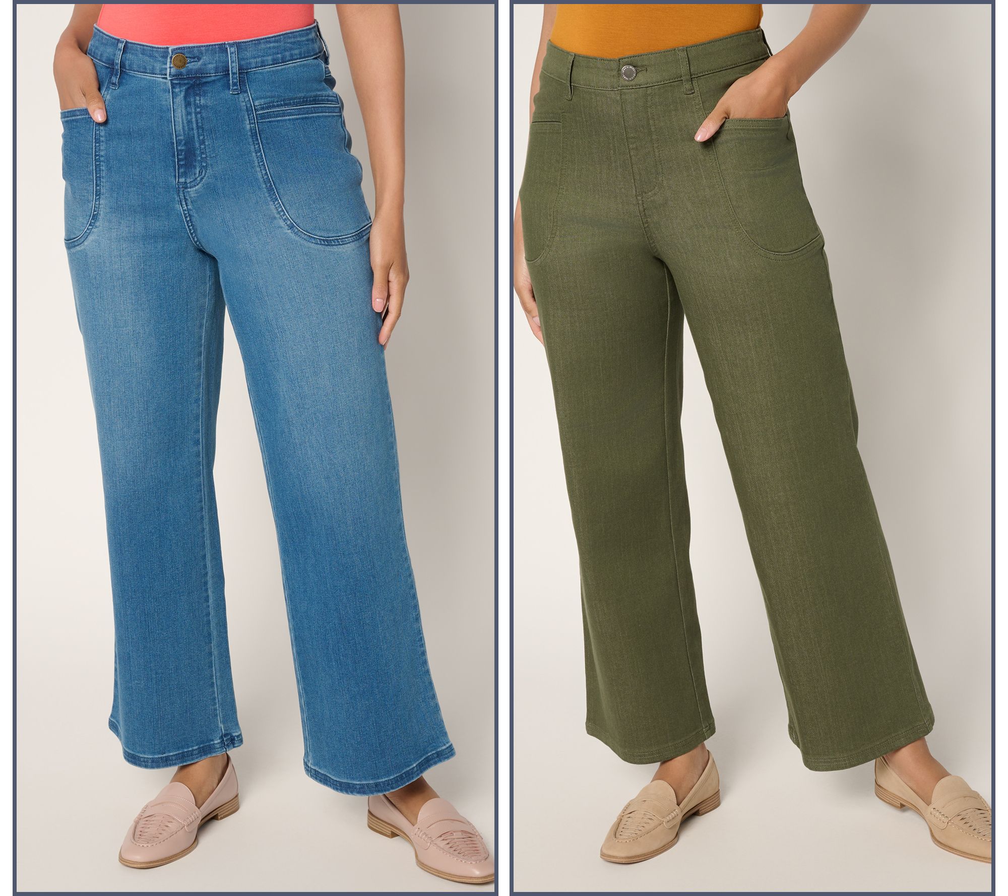 Joan Rivers Wide-Leg Denim Ankle Jeans with Inset Pockets - QVC.com