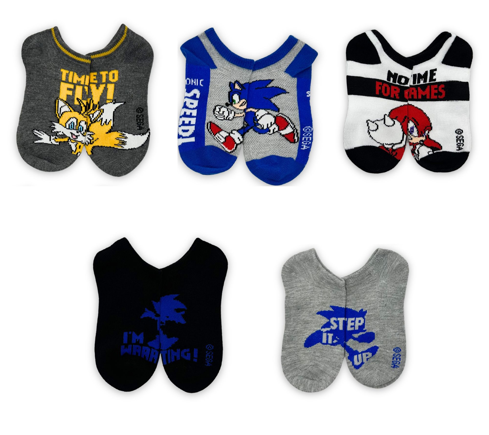 Sonic The Hedgehog Boys' Set of 5 No-Show Character Sock Set - QVC.com