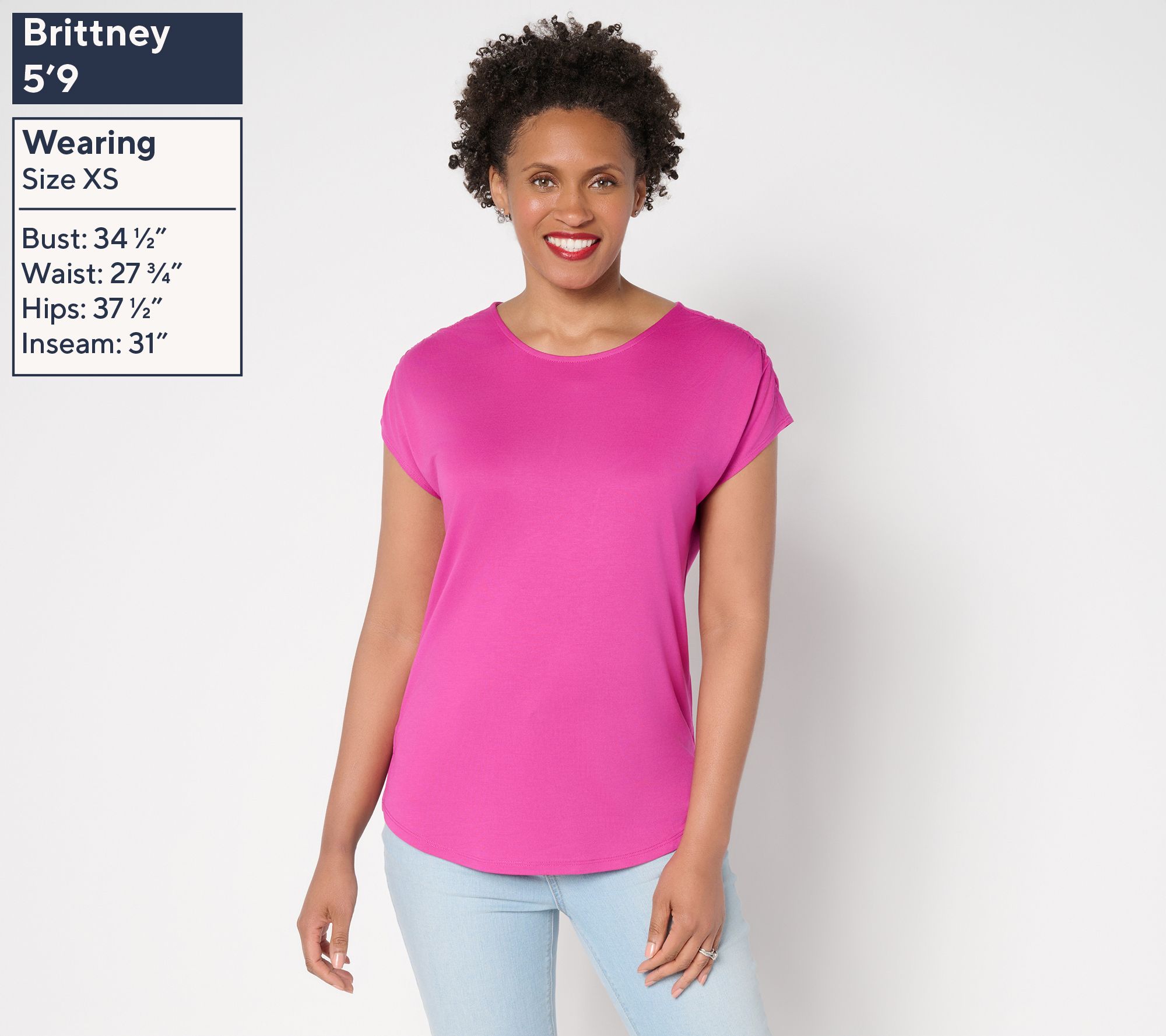 "As Is" Belle by Kim Gravel Ruched Shoulder Peached Modal Blend Top ...
