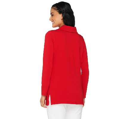 "As Is" Susan Graver Brushed Back Knit Fold Over Neck Top - QVC.com