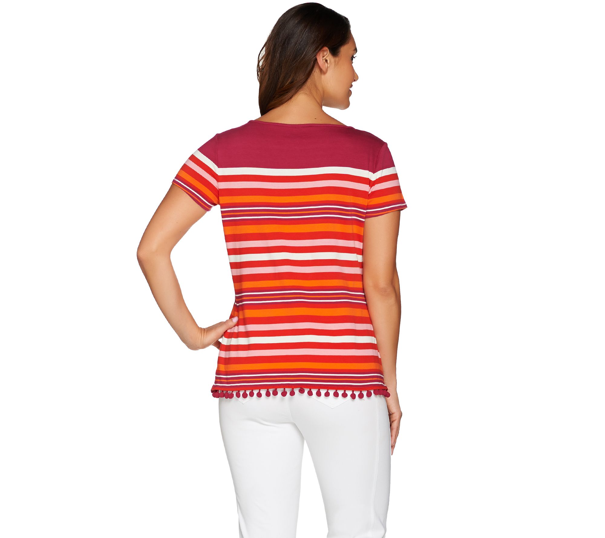 "As Is" C. Wonder Engineered Stripe Short Sleeve Top - QVC.com