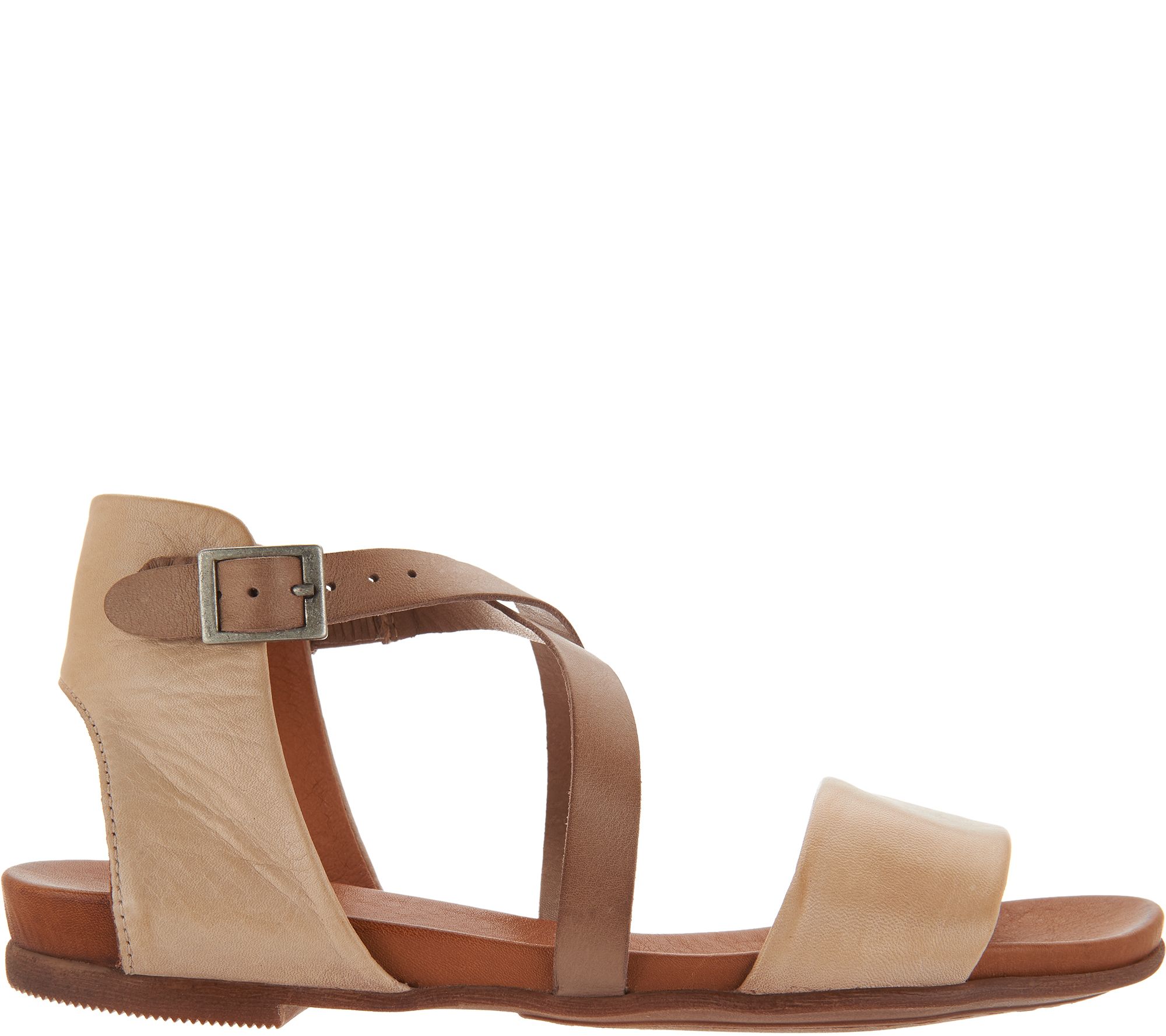 "As Is" Miz Mooz Leather Cross Strap Sandals-Amanda - QVC.com