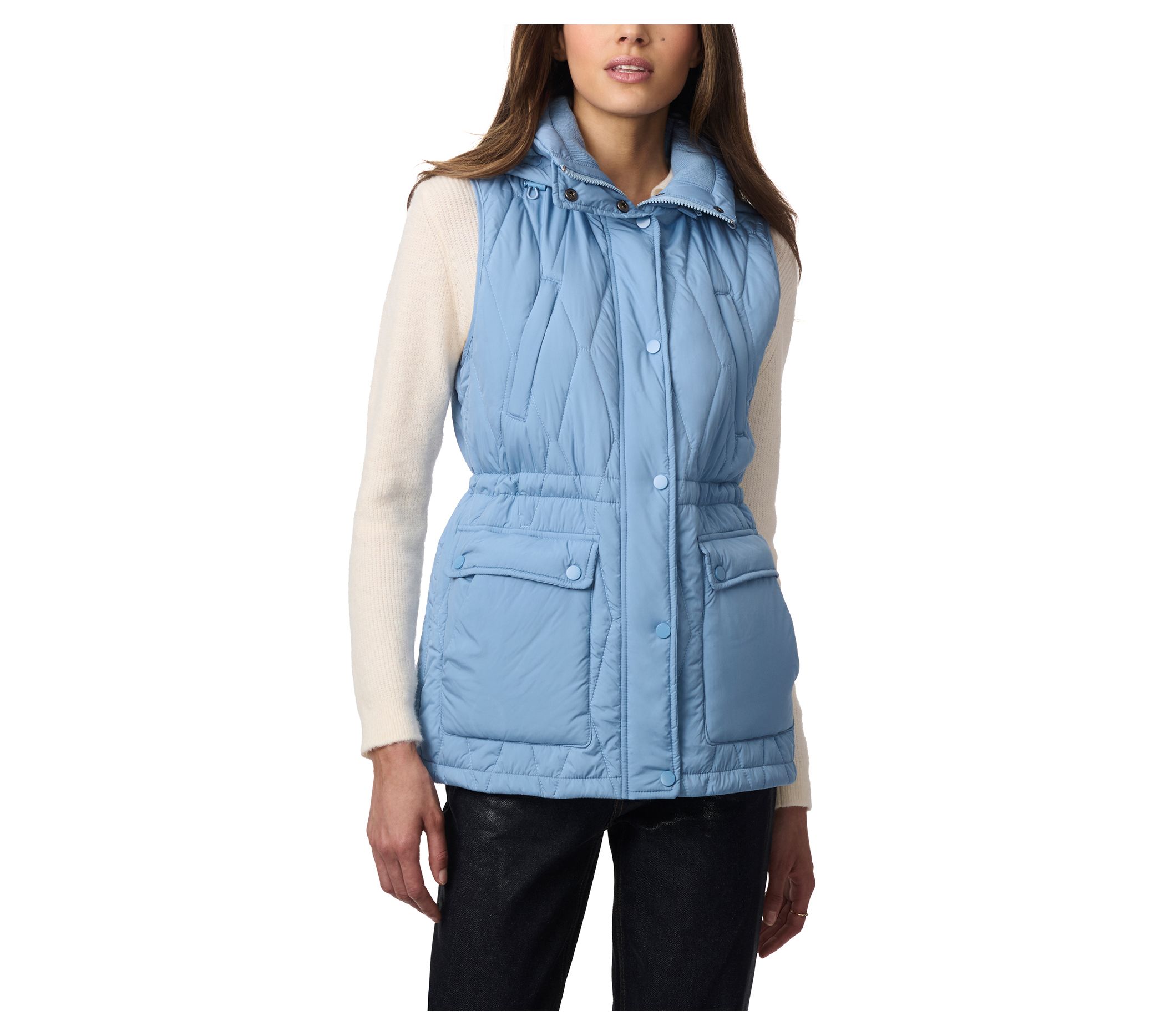 Bernardo Lightweight Anorak Style Vest with Detachable Hood - QVC.com