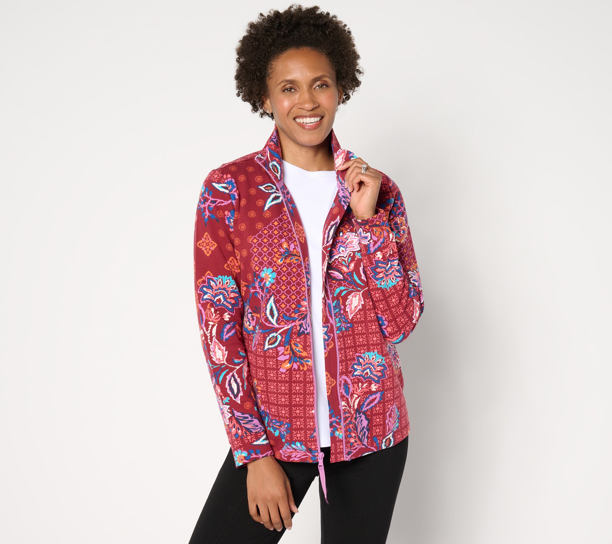 "As Is" Sport Savvy Printed Patchwork French Terry Jacket - QVC.com