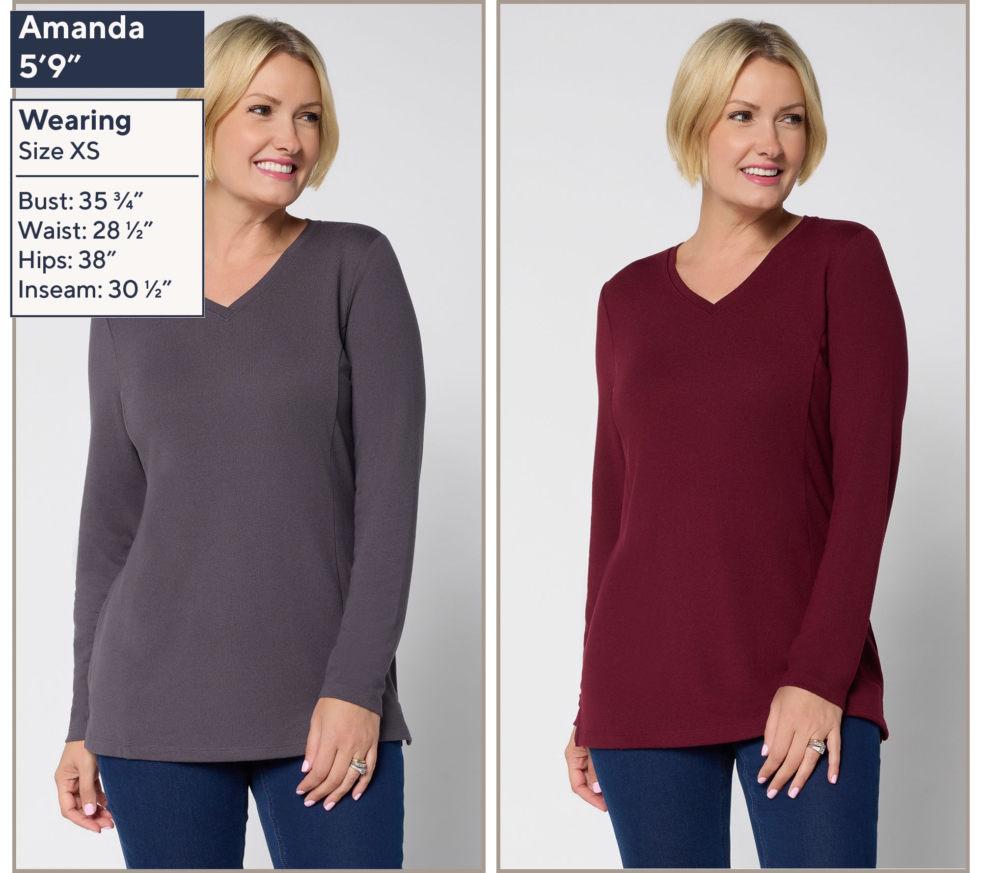 Denim & Co. Essentials Heavenly Jersey 2-Pack V-Neck Tunics - QVC.com