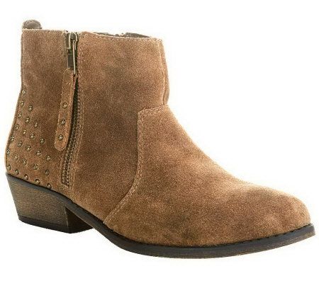 "As Is" White Mountain Jackie Suede Ankle Boots with Stud Detail - QVC.com