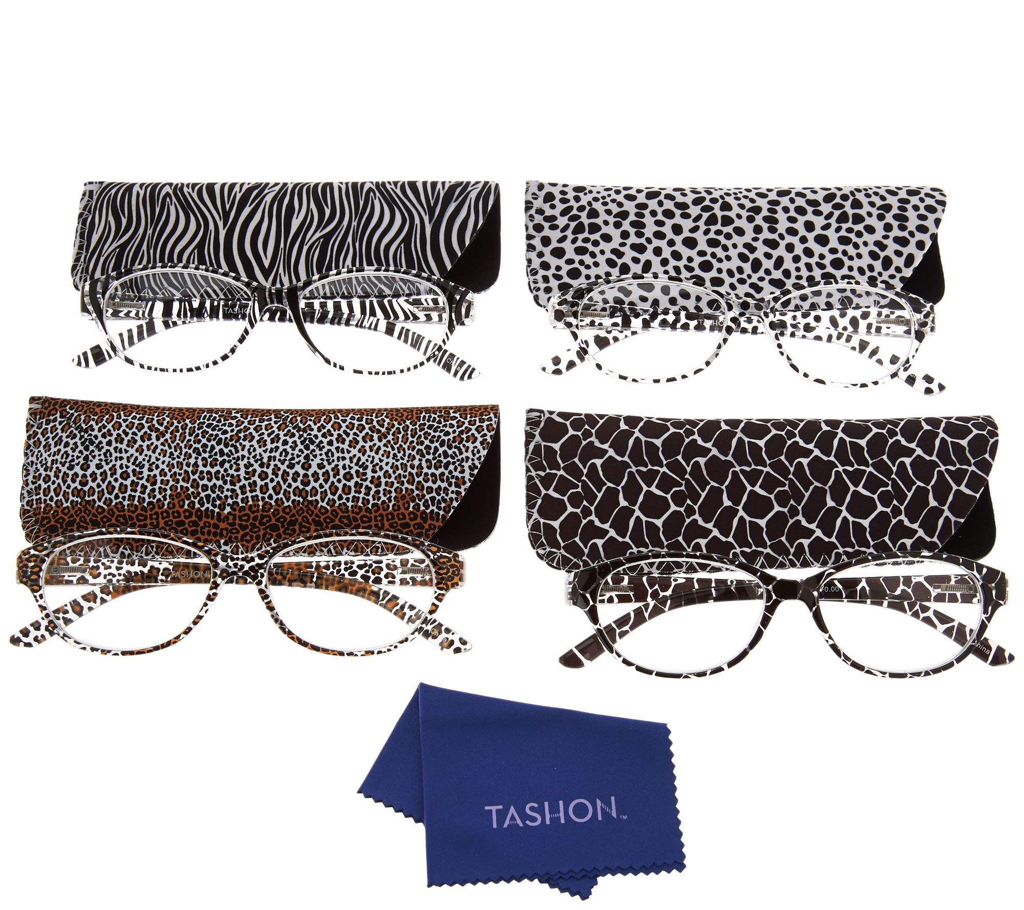 Tashon Clear Print Readers Set of Four Strength 0-2.5 - QVC.com