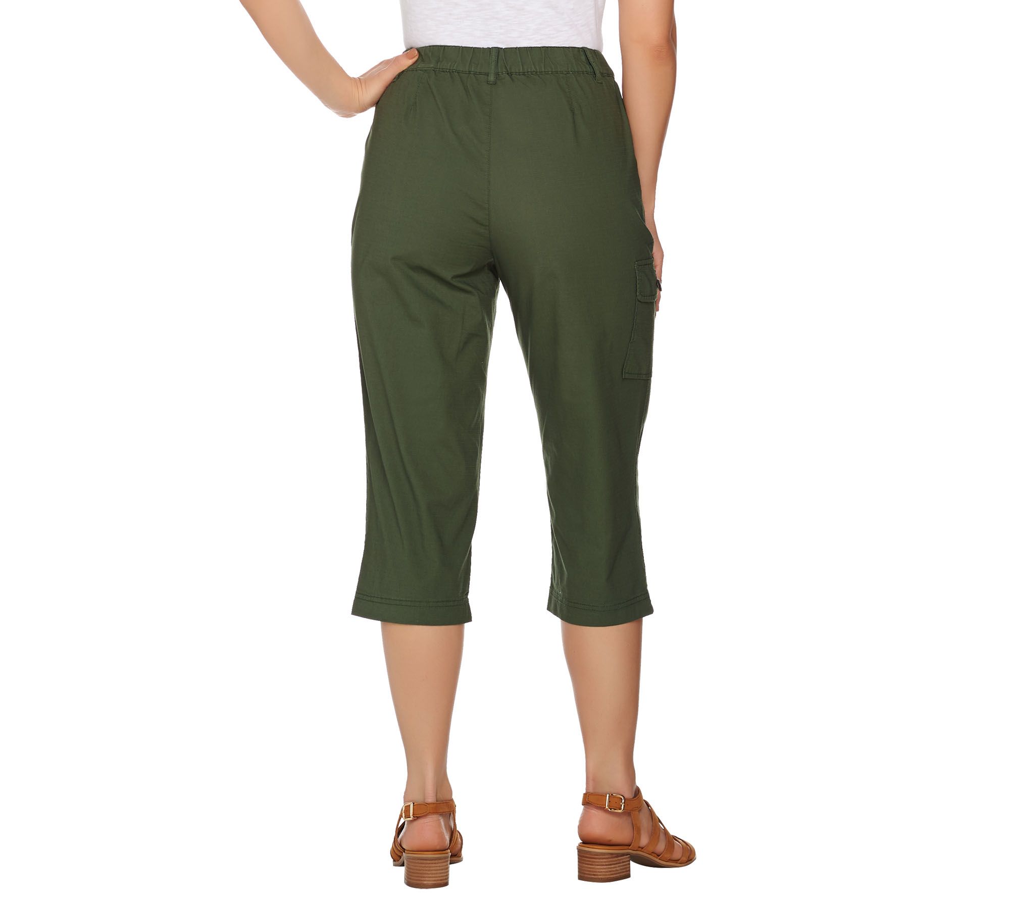Denim & Co. Stretch Capri Cargo Pants with Pockets - QVC.com