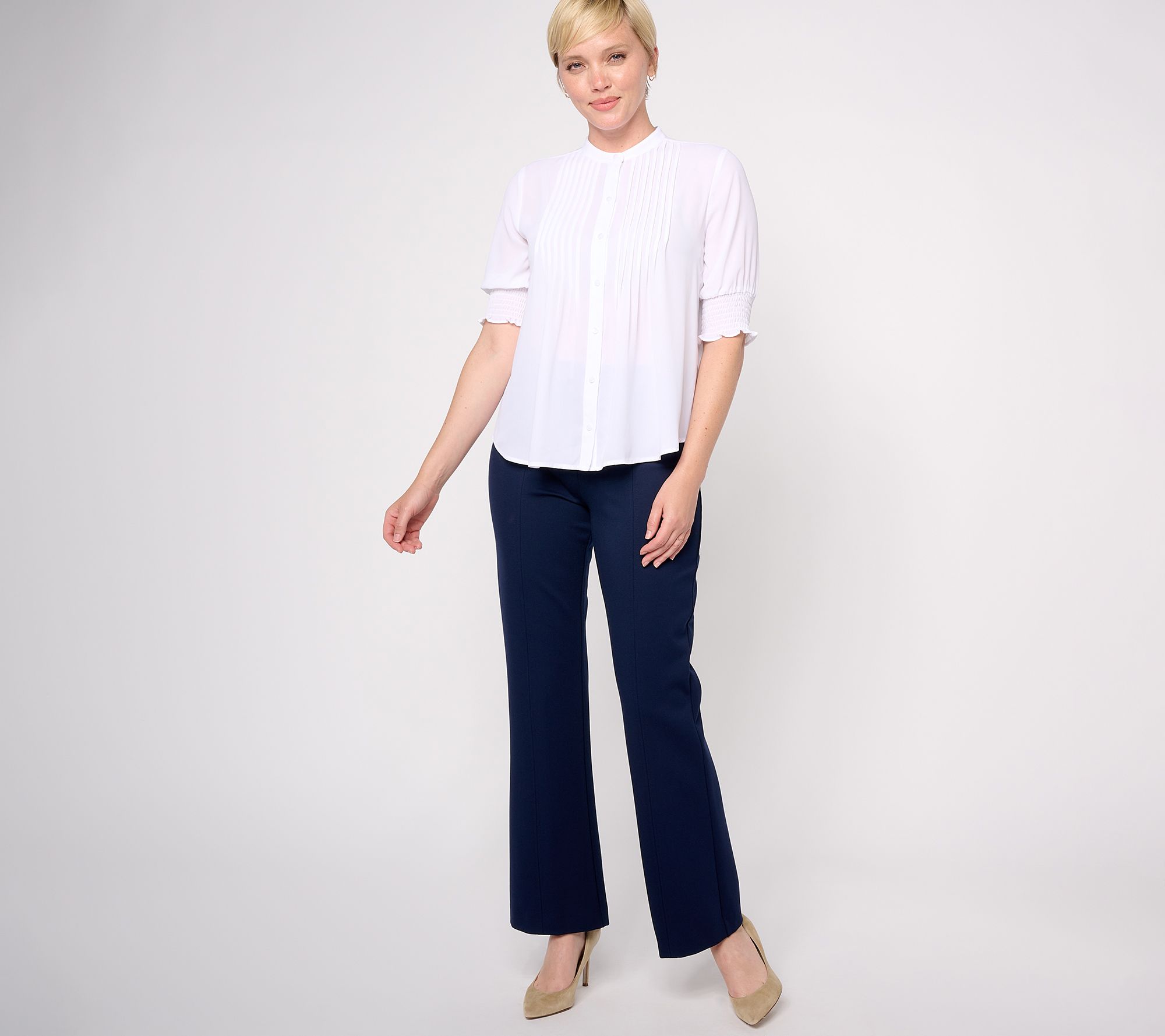 Susan Graver Modern Essentials Smart Ponte Boot-Cut Pants - QVC.com
