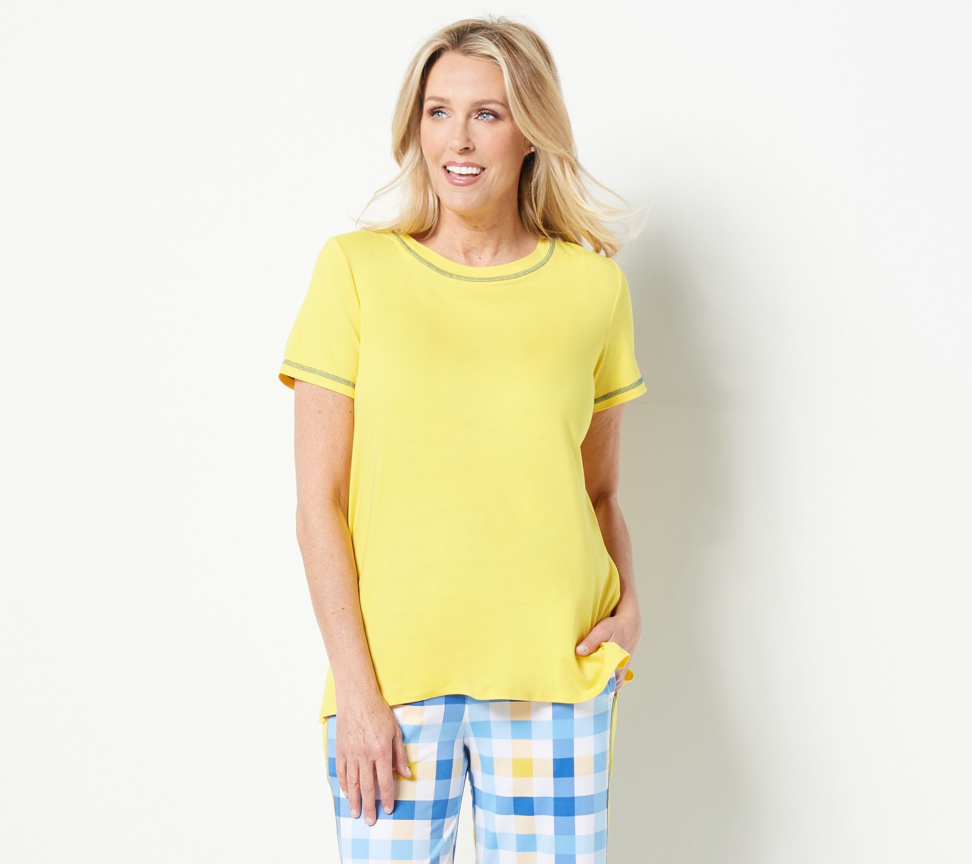 "As Is" Cuddl Duds Cool & Airy Ultra Tee & Cropped Pant PJ Set - QVC.com