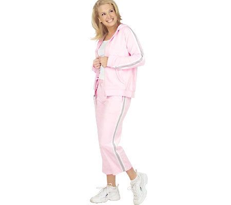 Sport Savvy Terry Hooded Jacket & Crop Pants with Contrast Taping - QVC.com