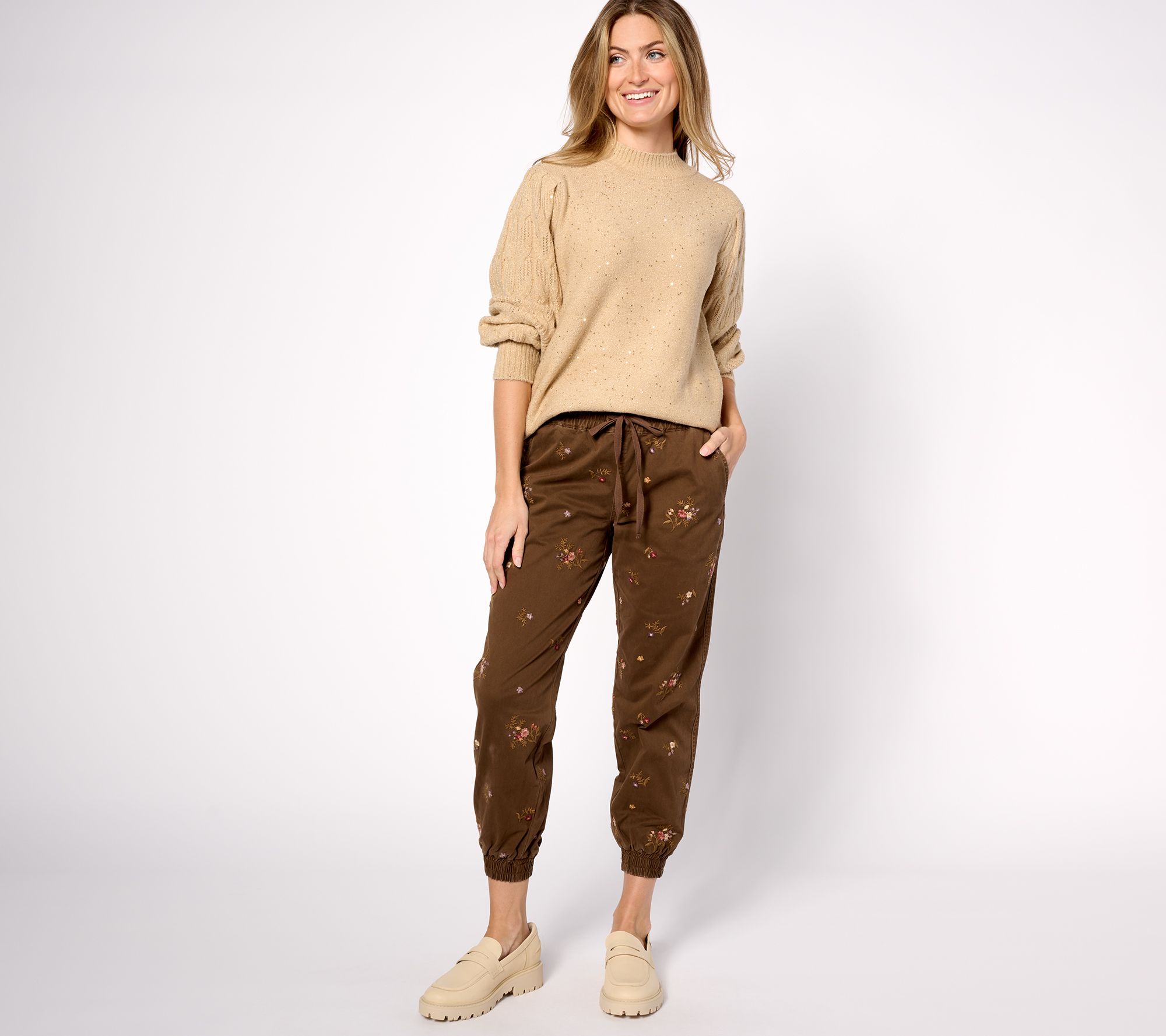 "As Is" Driftwood Stretch Cotton Jogger - Mimosa - QVC.com