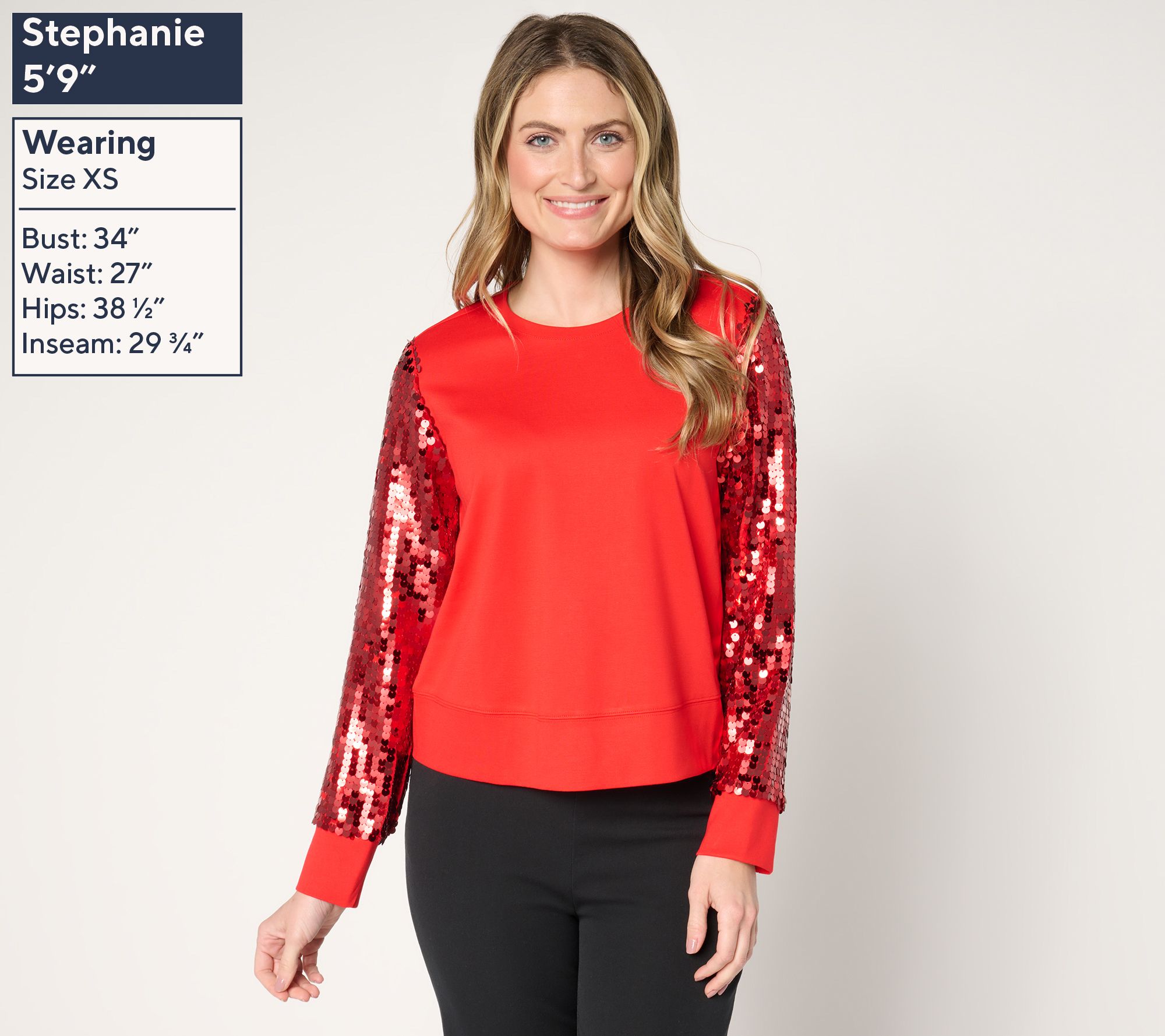 "As Is" by Stacy London Two-Tone Sequin Sleeve Top - QVC.com