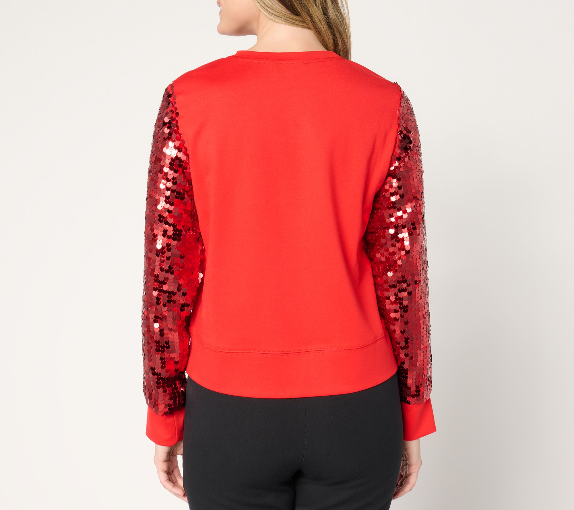 "As Is" by Stacy London Two-Tone Sequin Sleeve Top - QVC.com
