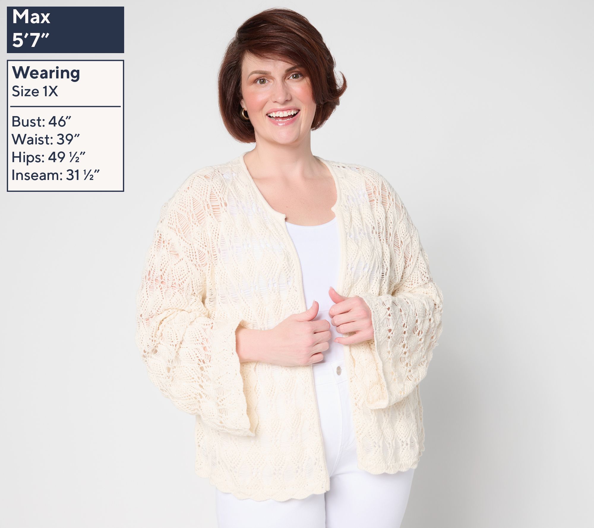 "As Is" Me by Jennie Garth Carol Crochet Topper - QVC.com