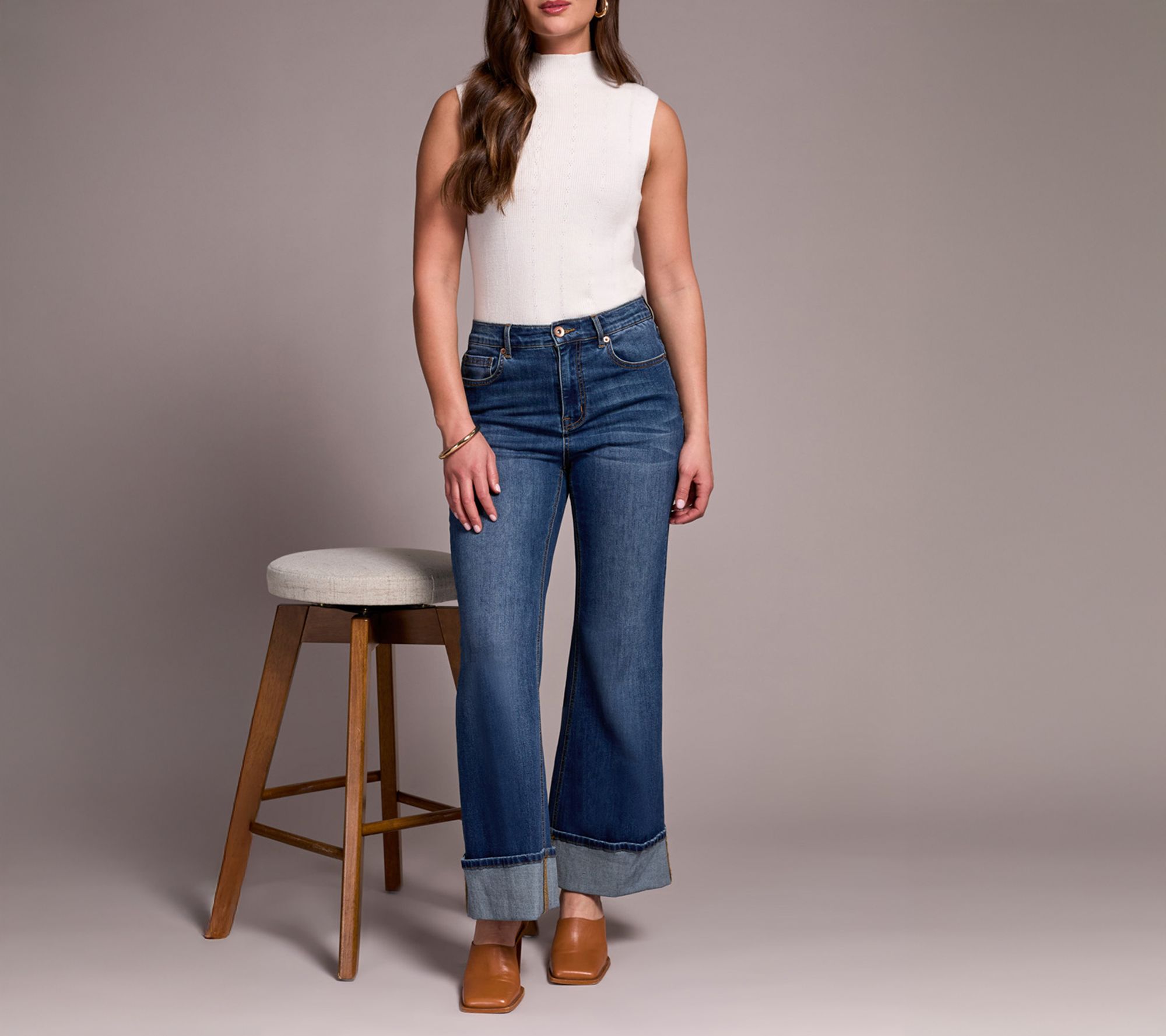 Tribal Brooke Cuffed Palazzo Jeans - QVC.com
